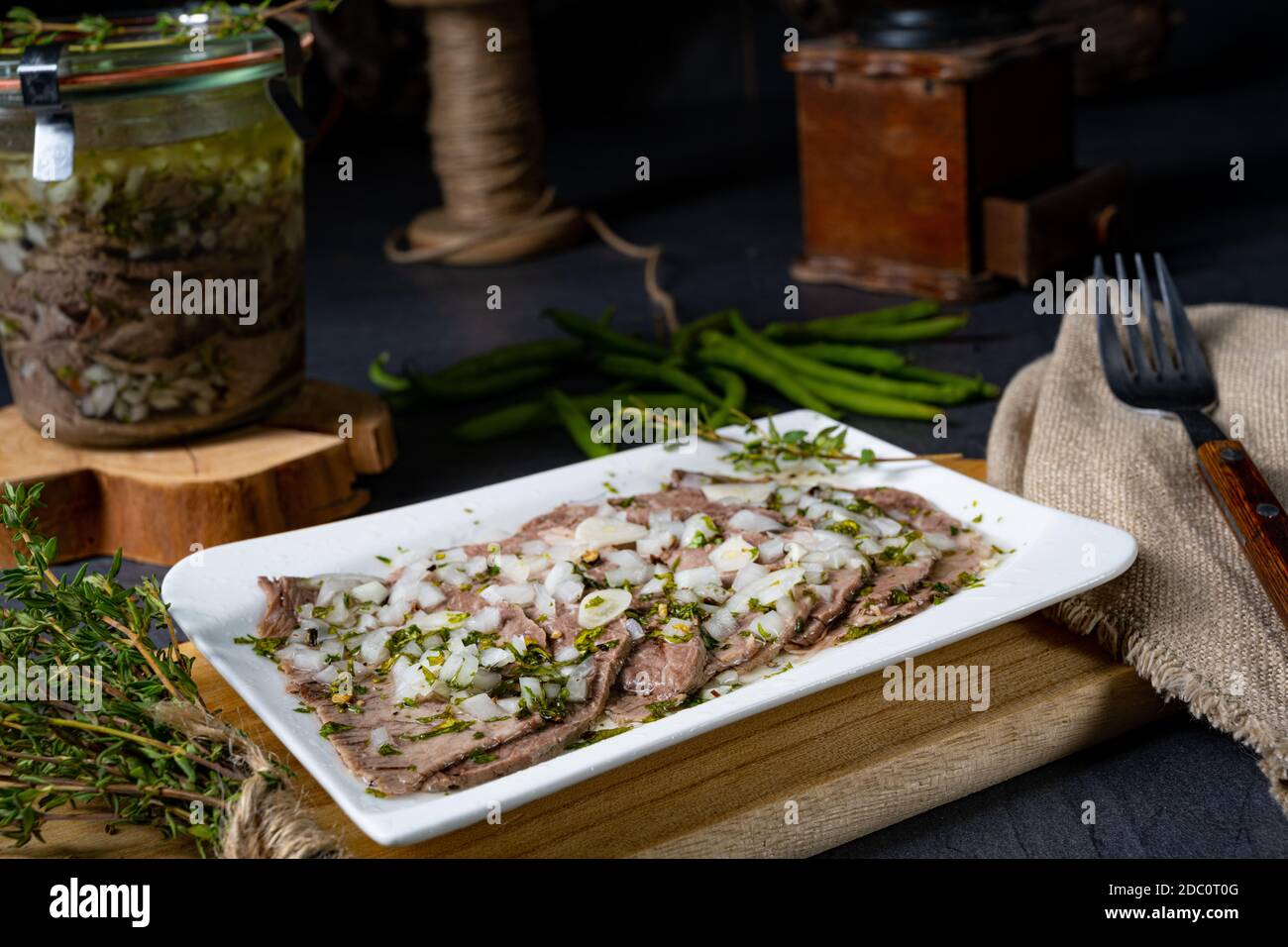 Delicious cold beef with vinaigrette Stock Photo - Alamy