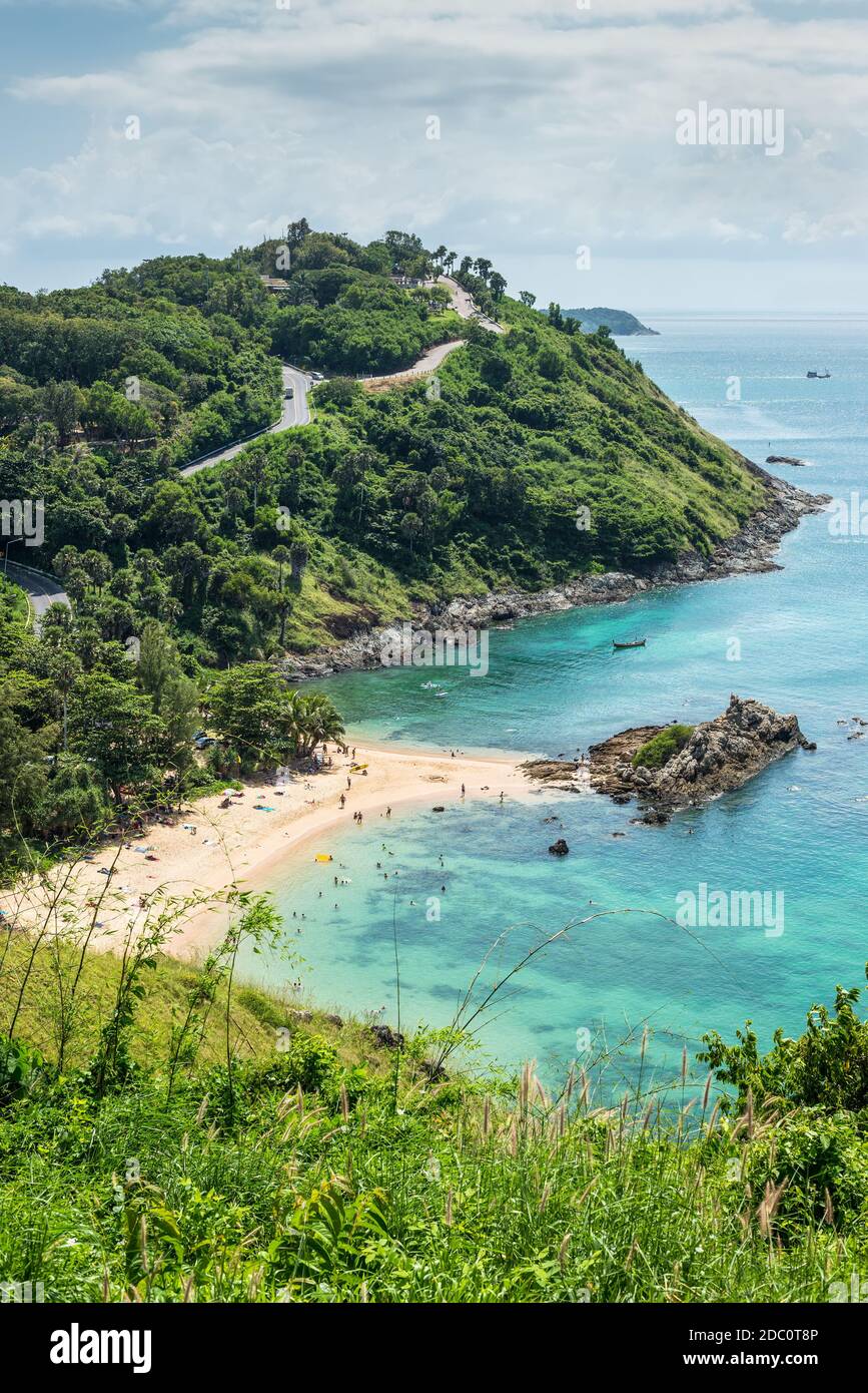 Birdview of beautiful quiet little cove landscape of Yanui Beach and ...