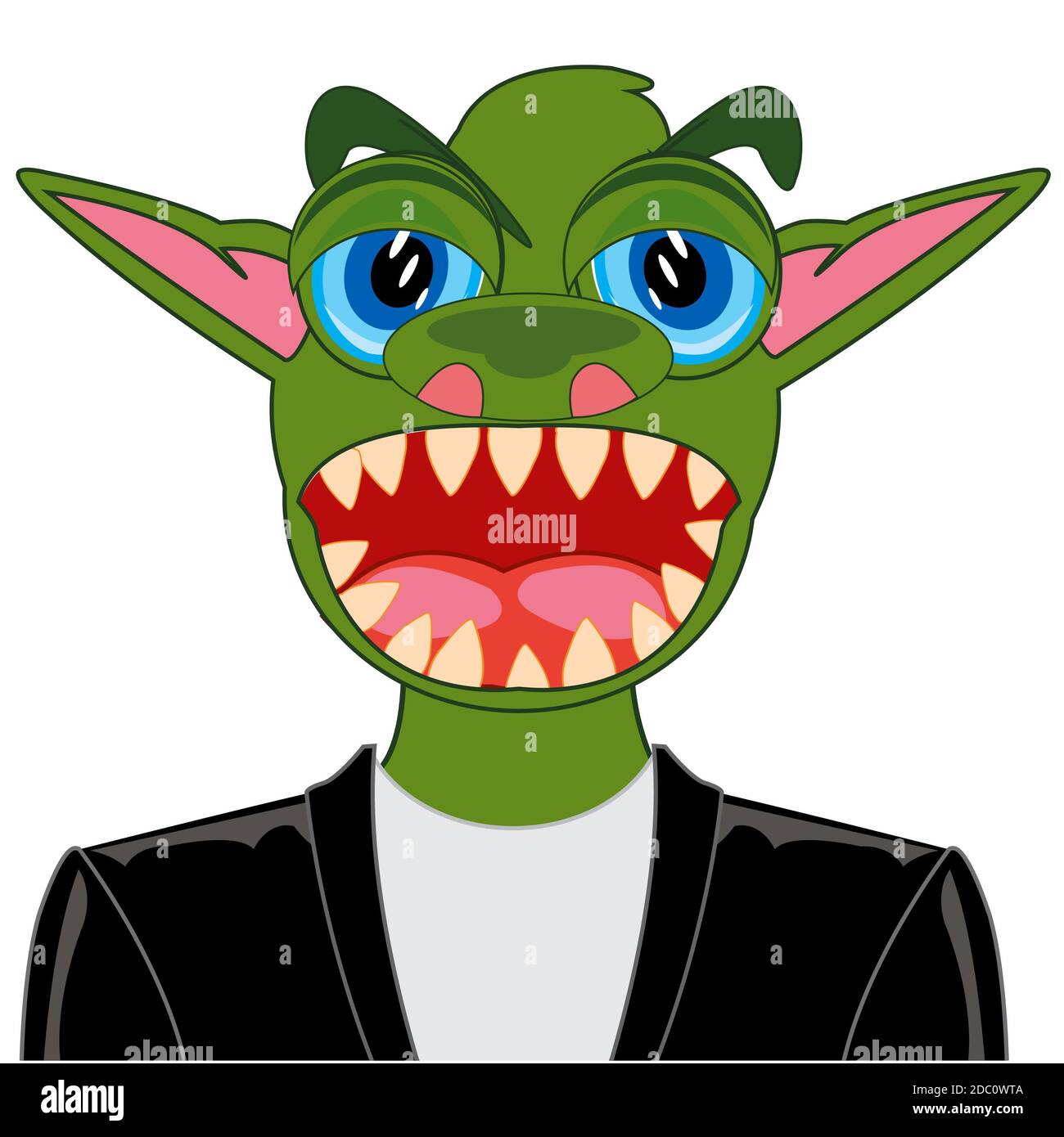 Vector illustration of the portrait of the comic crock on white ...