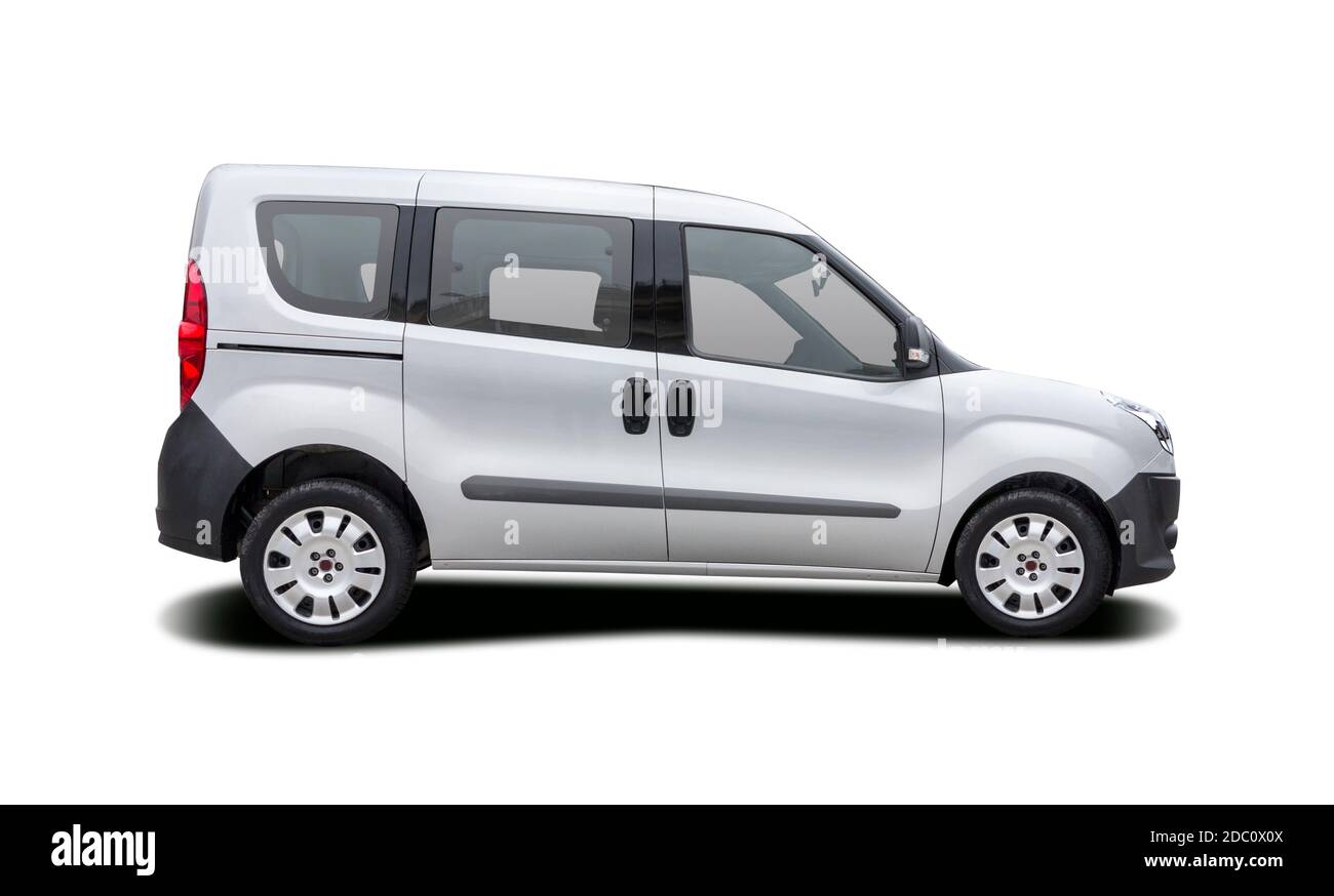 Italian MPV car side view isolated on white background Stock Photo - Alamy