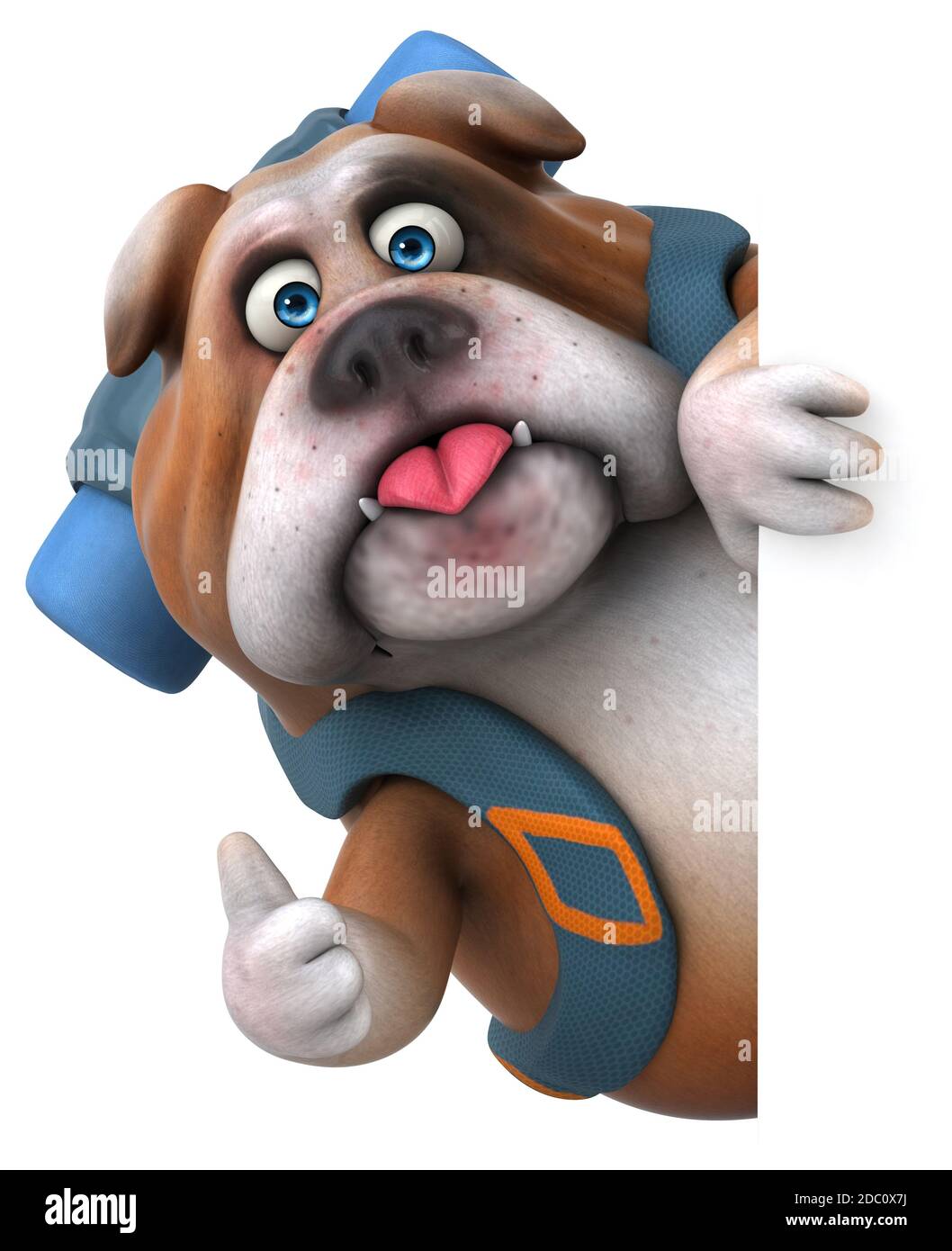 Fun backpacker bulldog cartoon character Stock Photo - Alamy