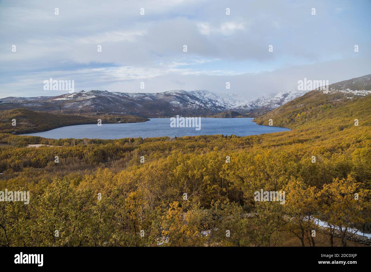 Sanabria lake in winter with snow, Castilla y Leon, Spain Stock Photo ...