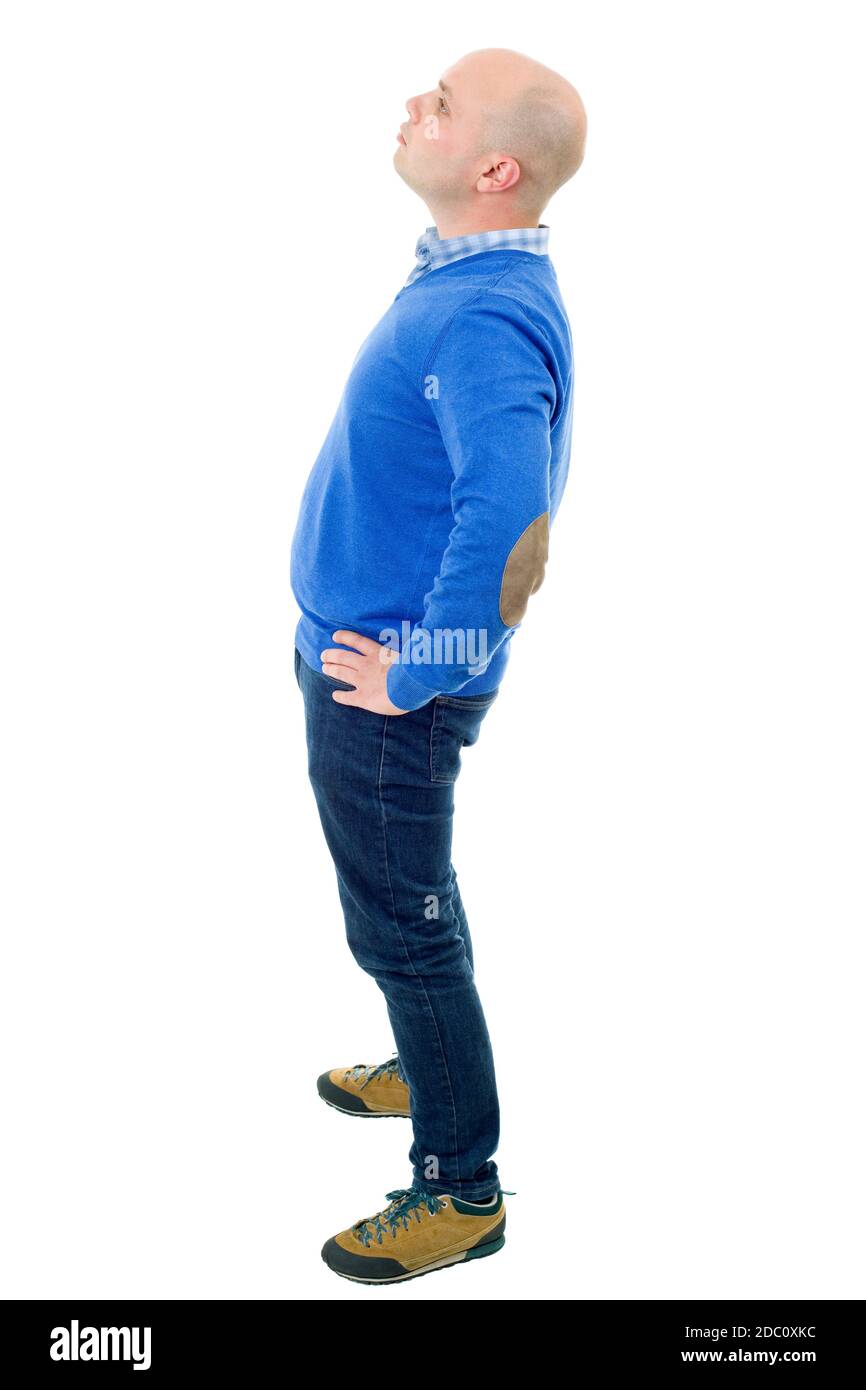 young casual man waiting full body in a white background Stock Photo ...