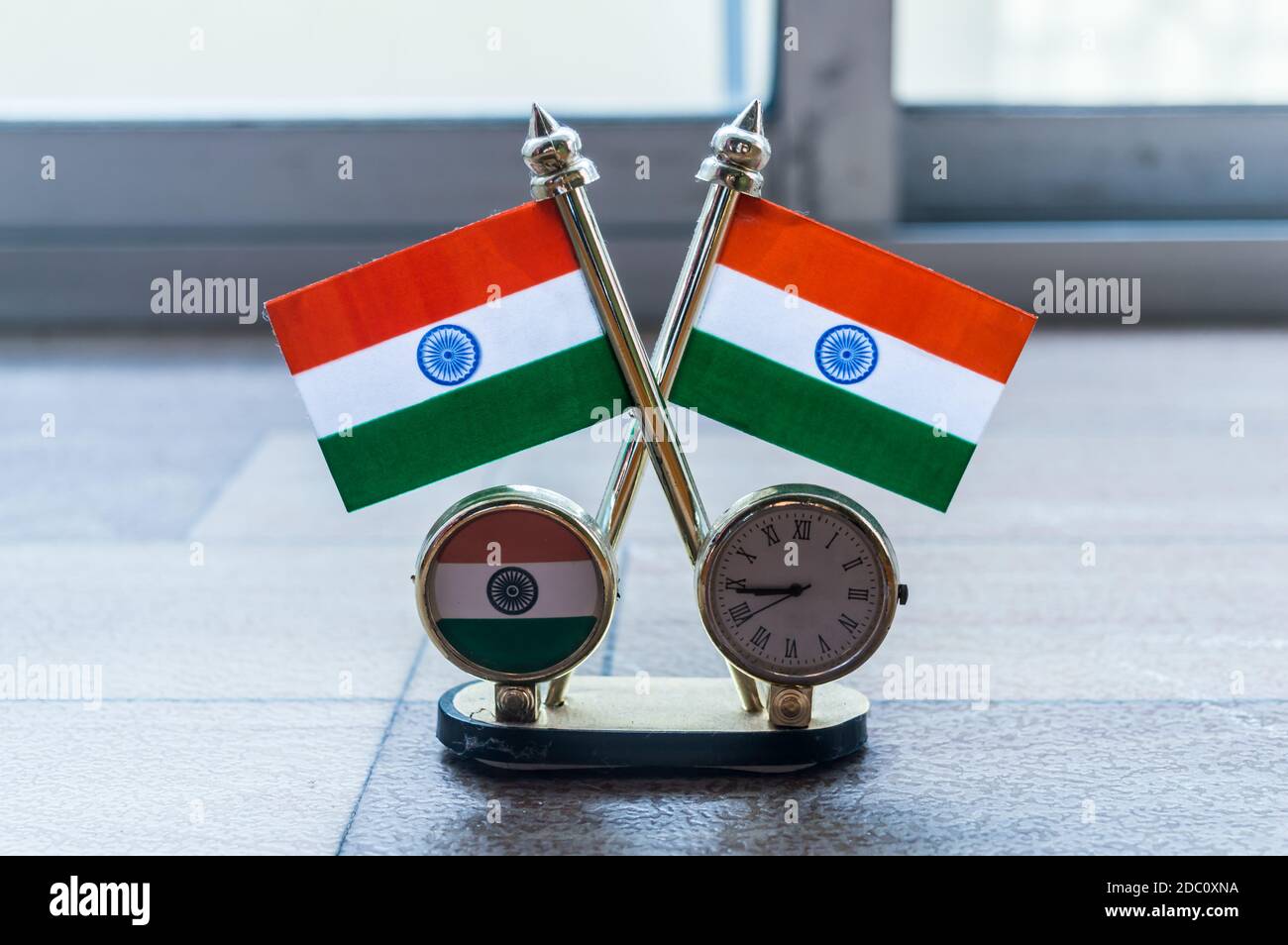 Indian flag clock. Indian Flag and Table Clock Flag. Flag with Golden ...