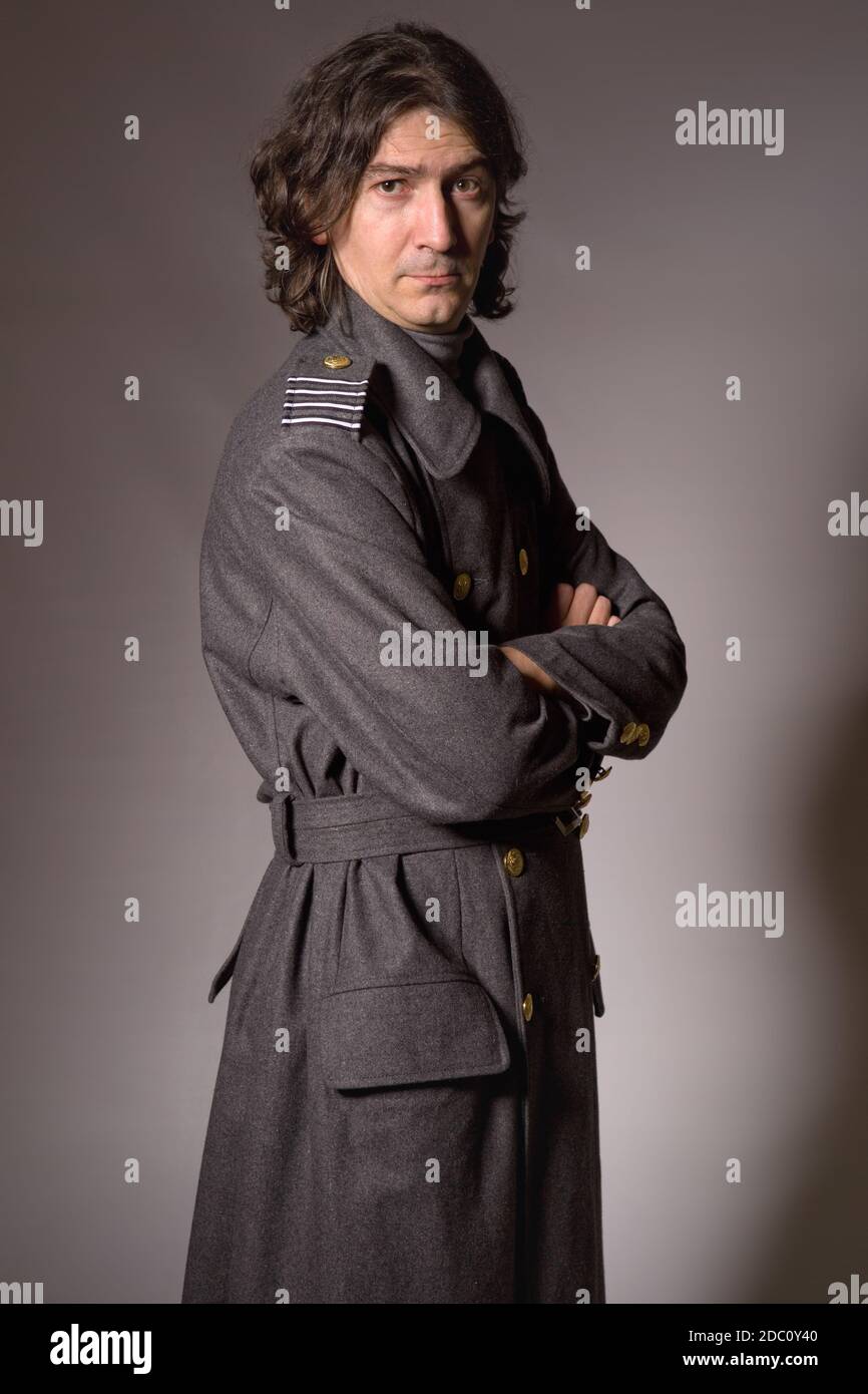 young man dressed as russian military, studio picture Stock Photo - Alamy