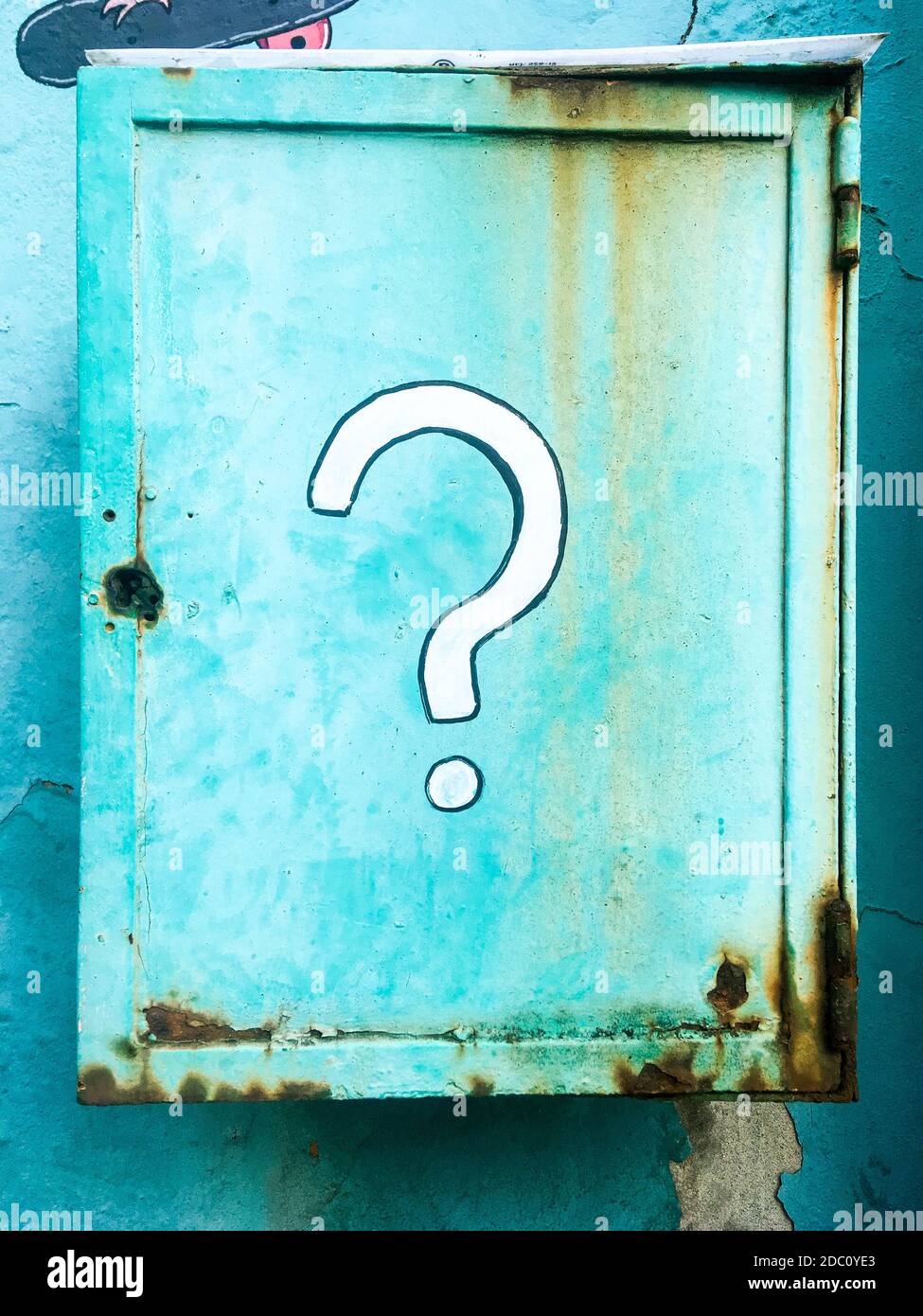 Green mailbox with a question mark painted on it, Lyon, France Stock ...