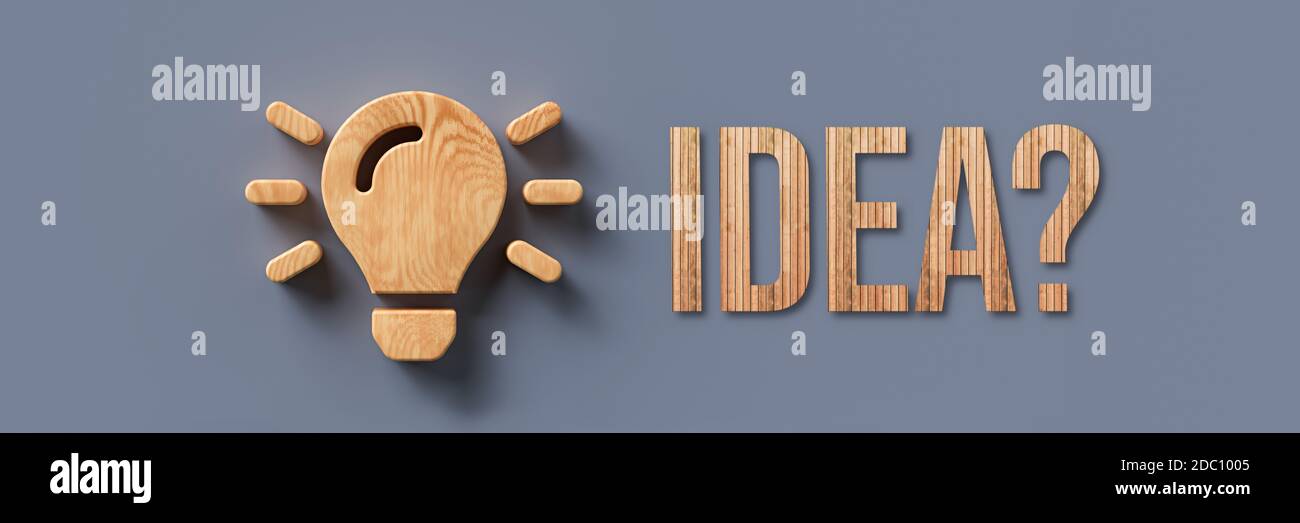 wooden lightbulb symbol and message IDEA? on colorful background - 3d ...