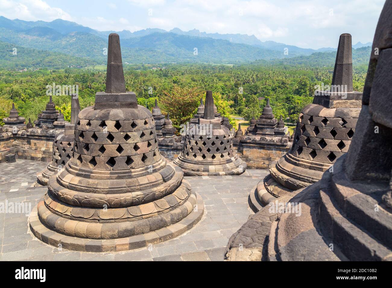 Ancient Buddhist temple of Borobudur, in Magelang, Central Java ...