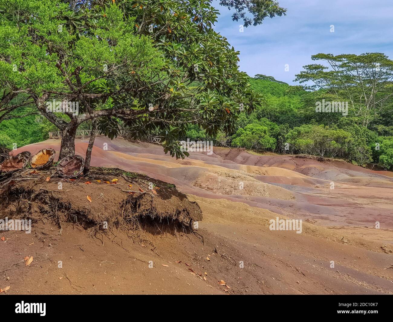 view on Seven Coloured Earth on Chamarel, Mauritius island Stock Photo ...