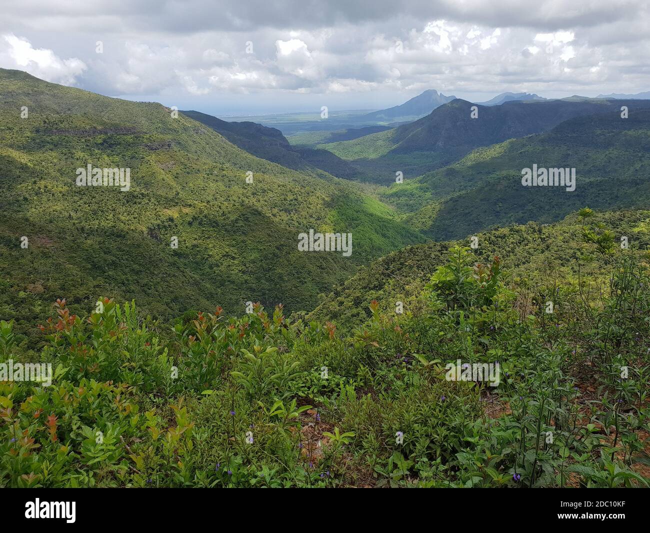 view on the seven tamarind waterfalls on mauritius island Stock Photo ...