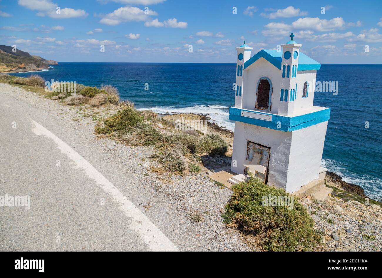 Typical greek miniature roadside shrine. Small Greek orthodox chapel ...