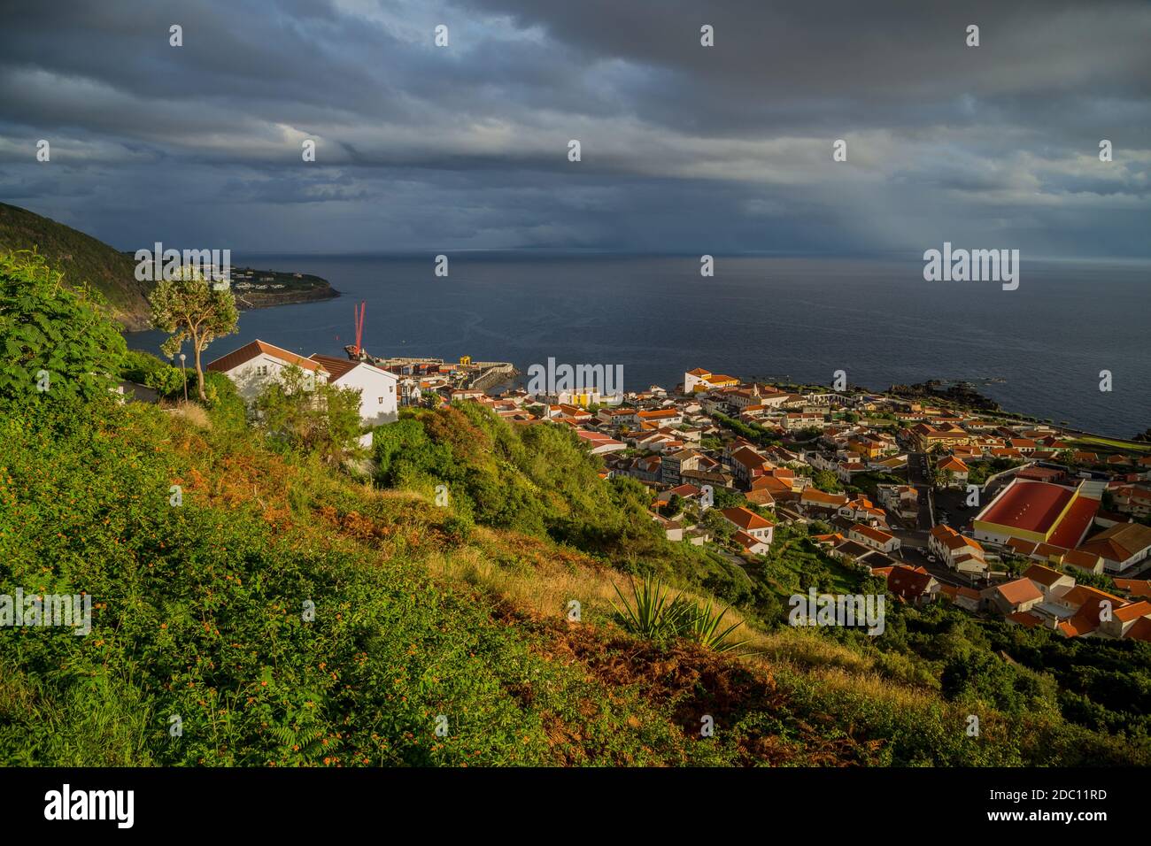 Velas in Sao Jorge island with view to Pico island, Azores, Portugal ...
