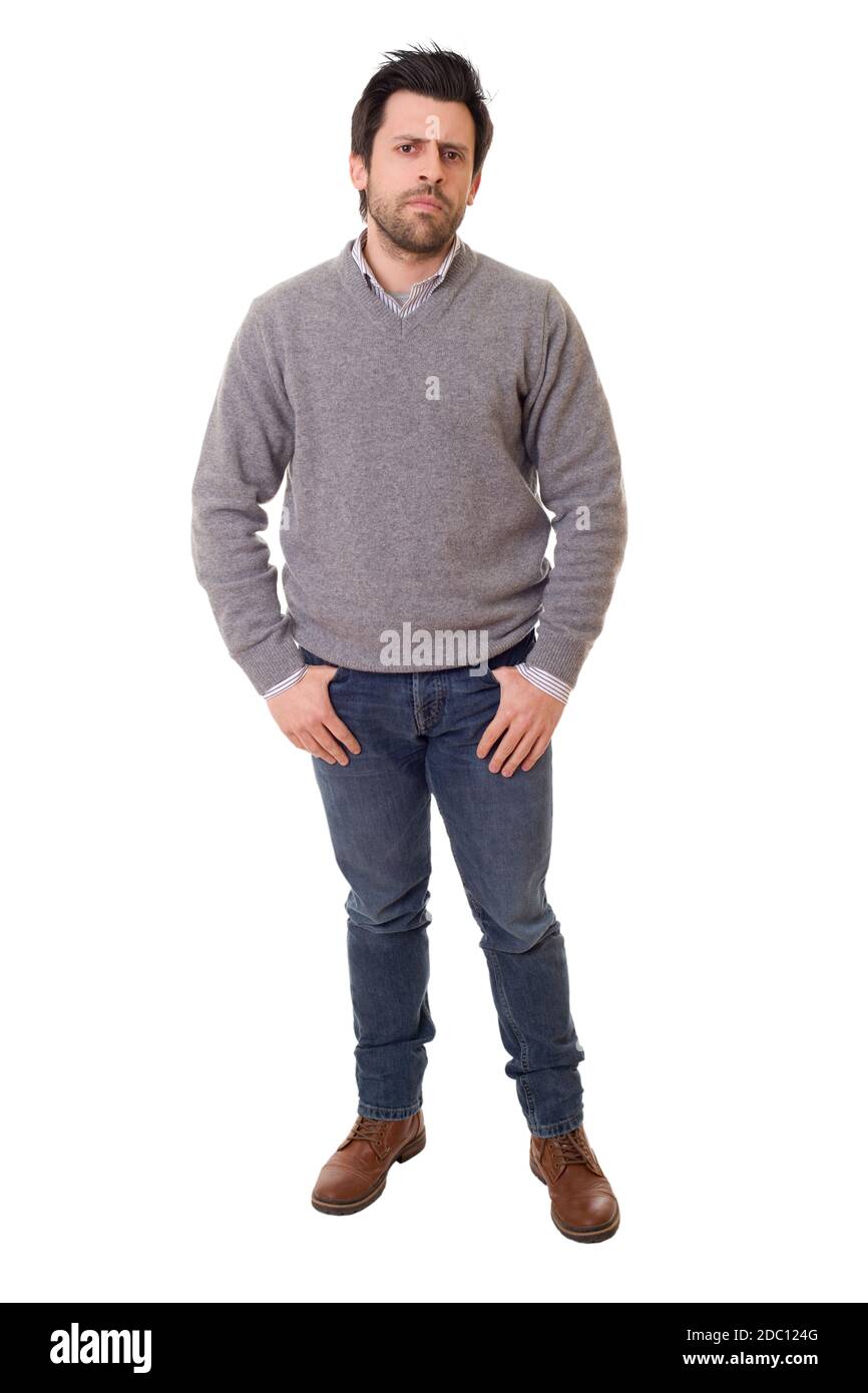 casual man full body in a white background Stock Photo - Alamy