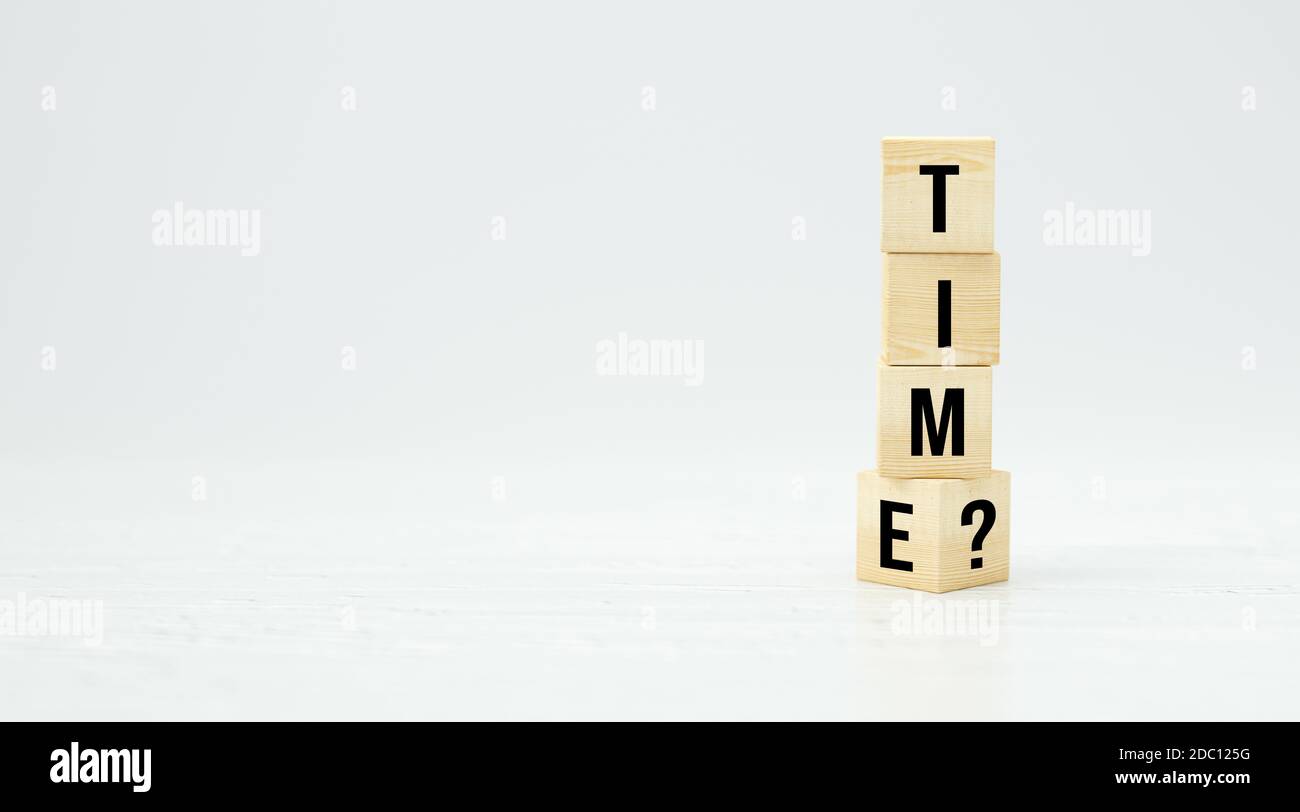 cubes with message TIME? on white background - 3d illustration Stock ...