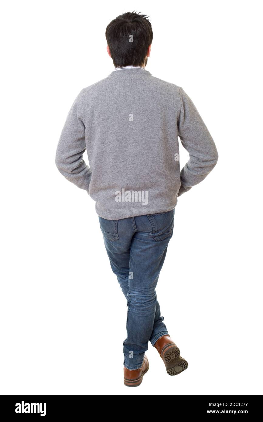 young casual man from the back, full body, isolated Stock Photo - Alamy