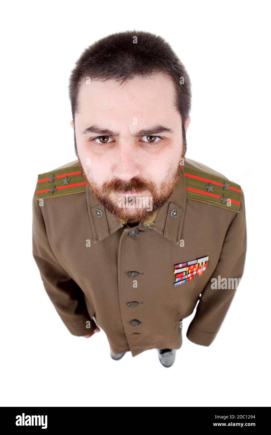 young man dressed as russian military, studio Stock Photo - Alamy
