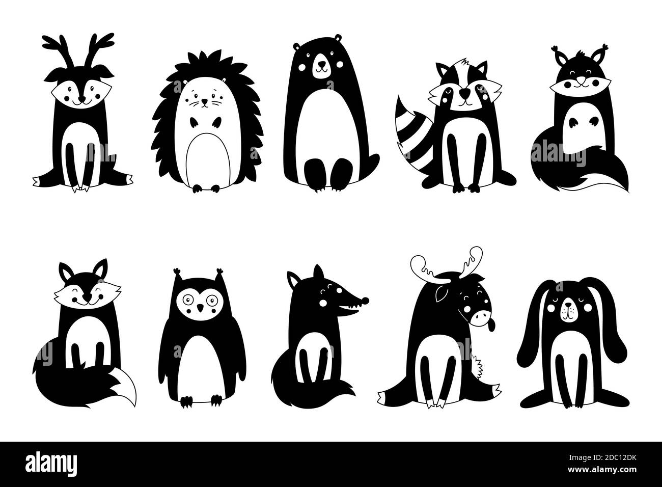 Cute Woodland Animals and Forest Design Elements Vector Stock Vector ...