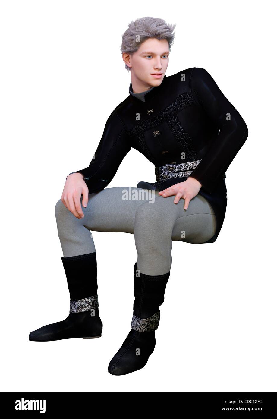 3D rendering of a fairy tale medieval prince isolated on white ...