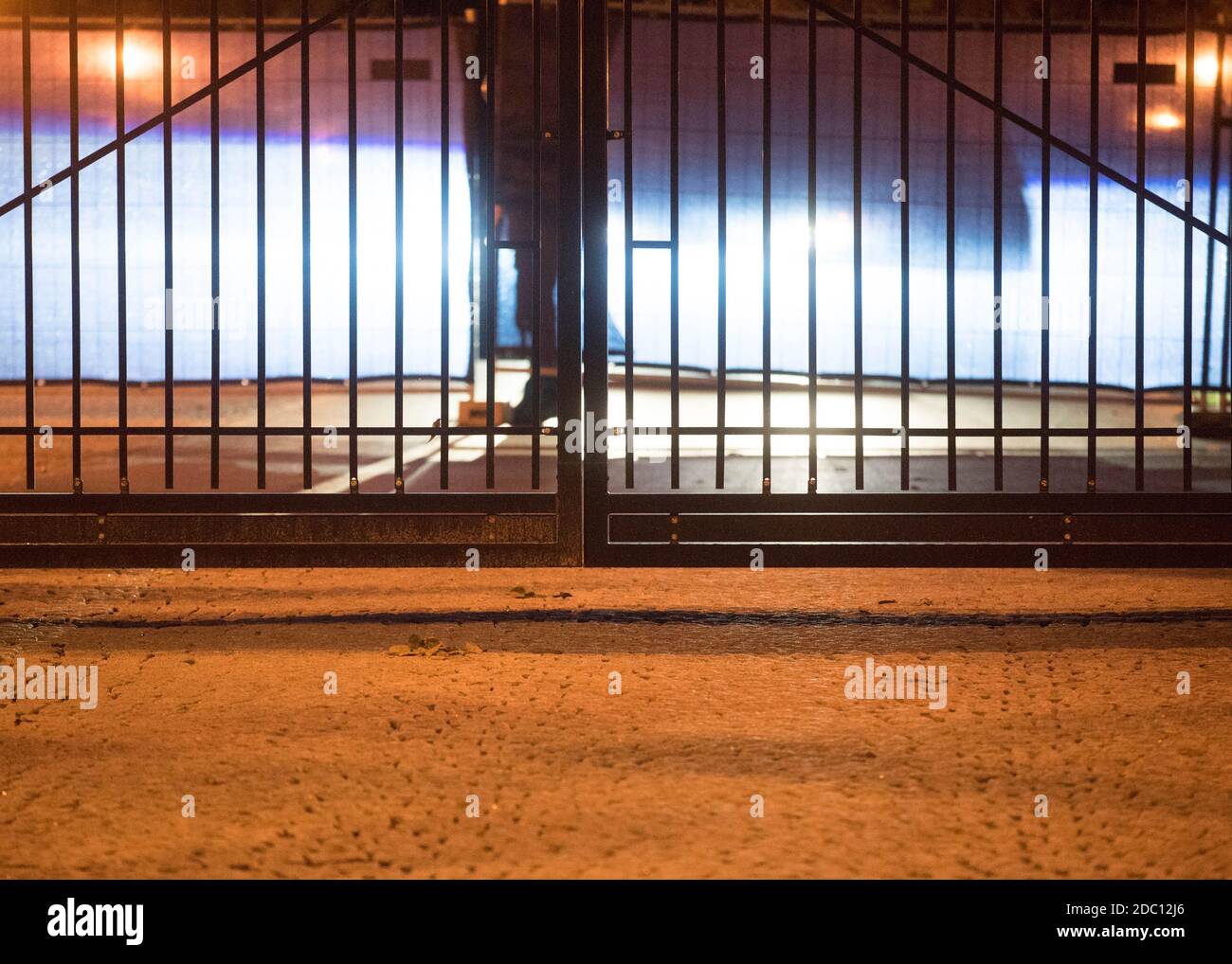 Wrought iron gate night hi-res stock photography and images - Alamy