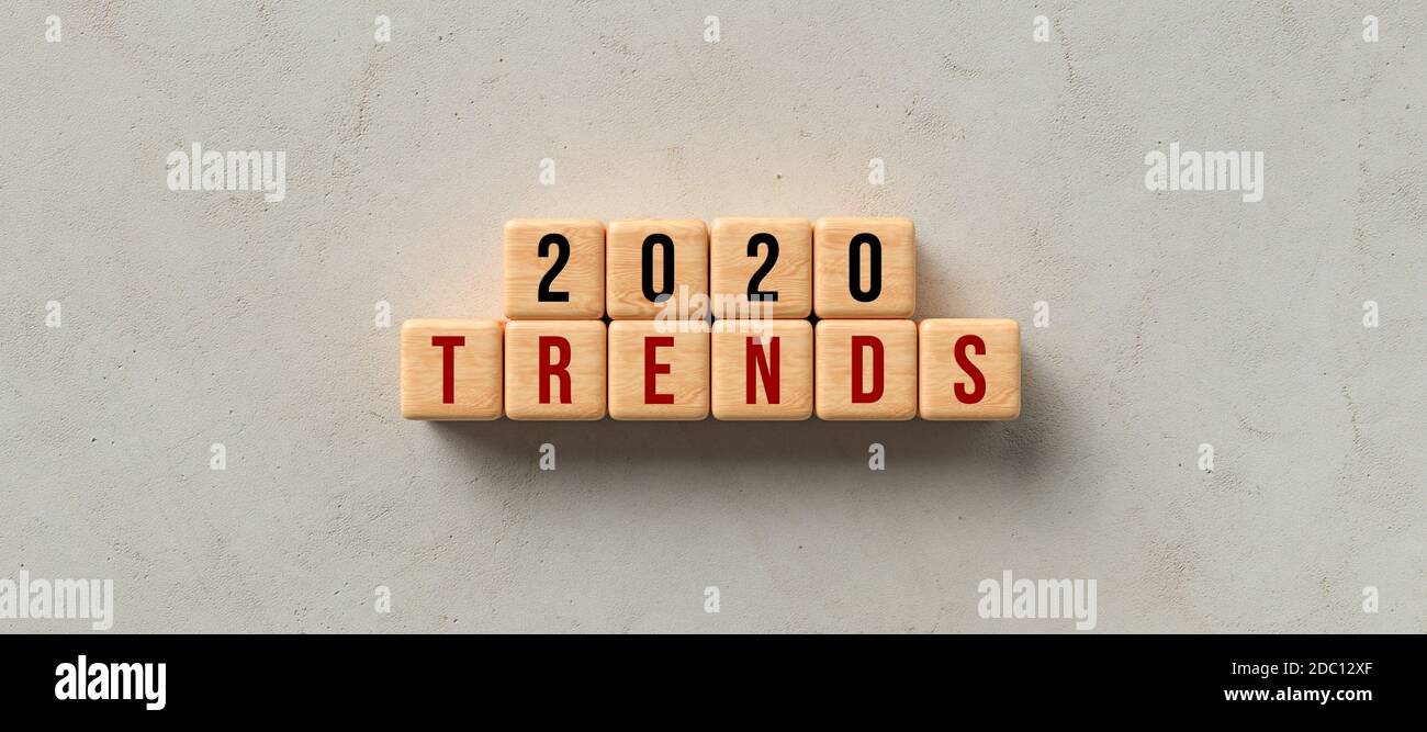 cubes with message 2020 TRENDS on concrete background - 3d illustration ...