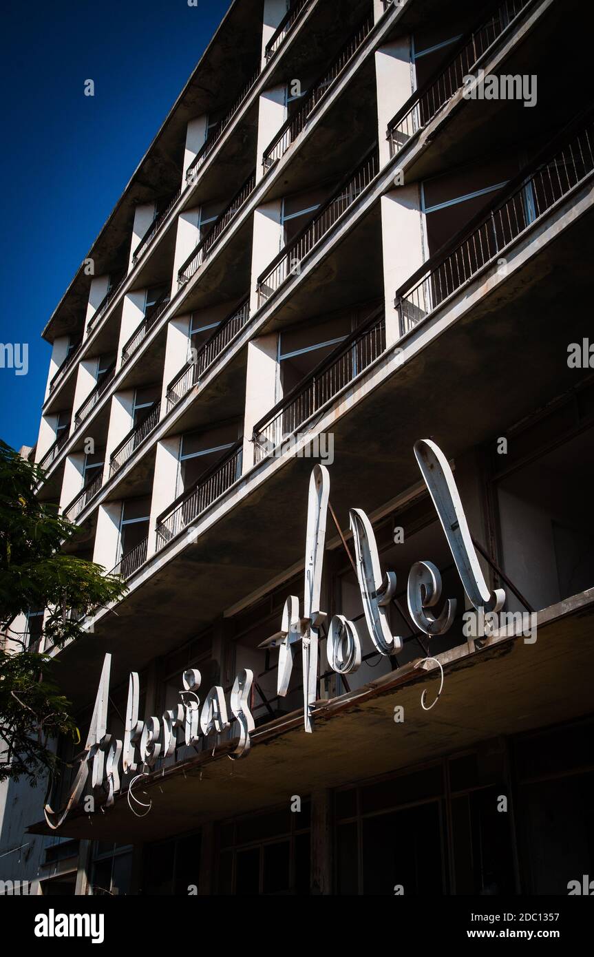 Hotel exterior showcasing unique architectural details in an urban ...