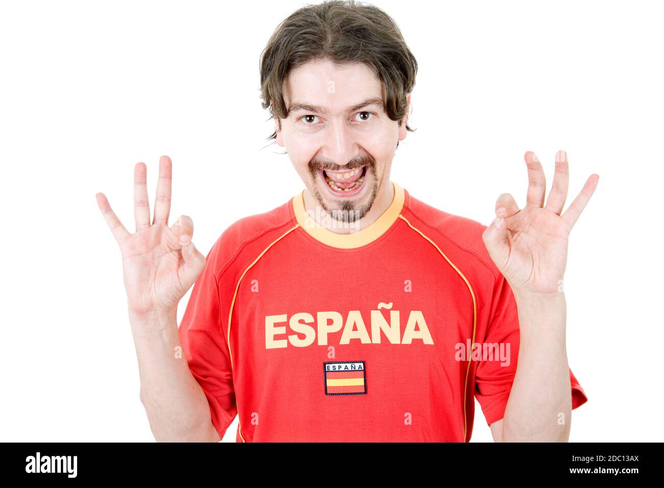 Happy spanish man supporter isolated hi-res stock photography and ...