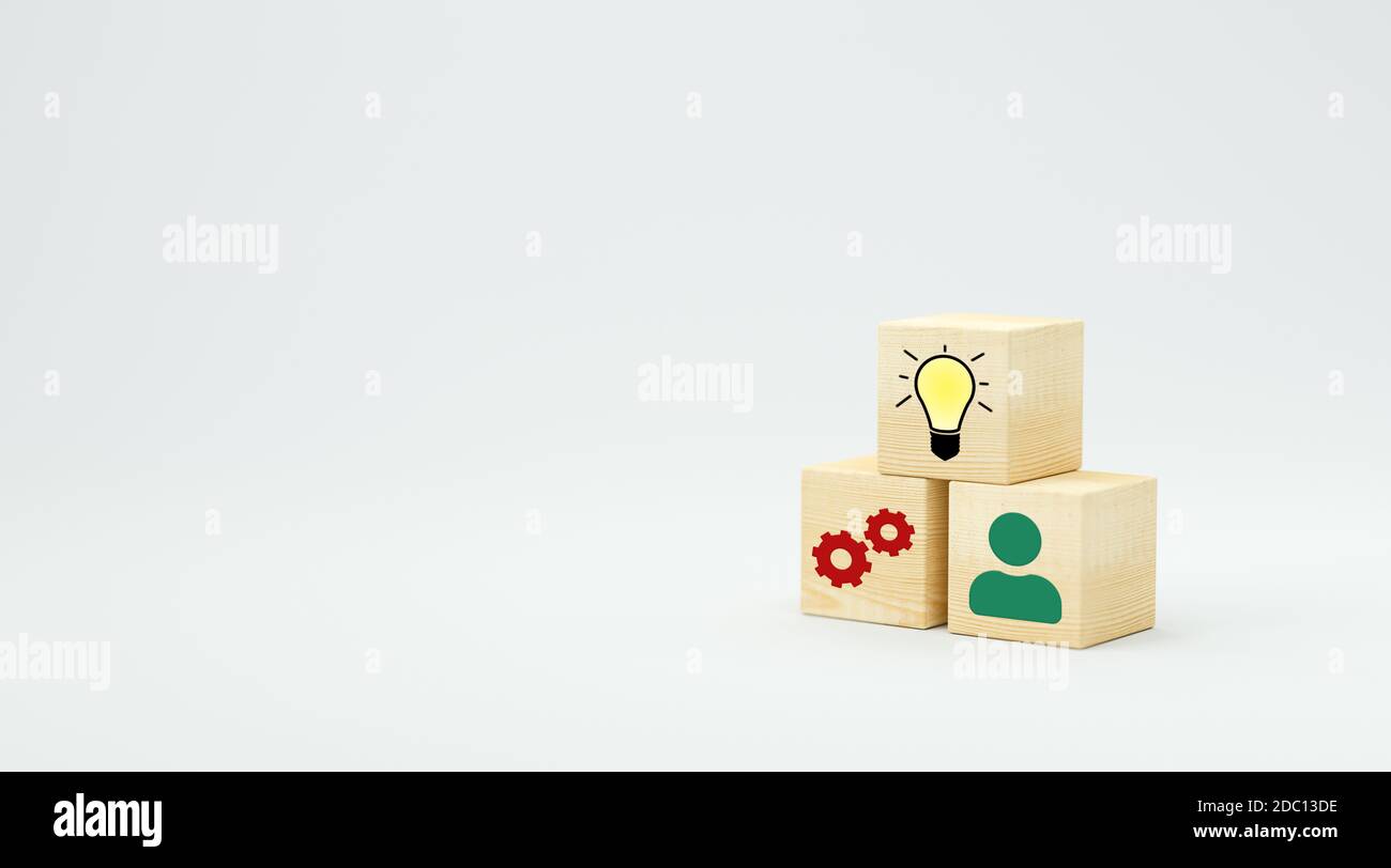 cubes showing a brainstorming session on white background - 3d ...