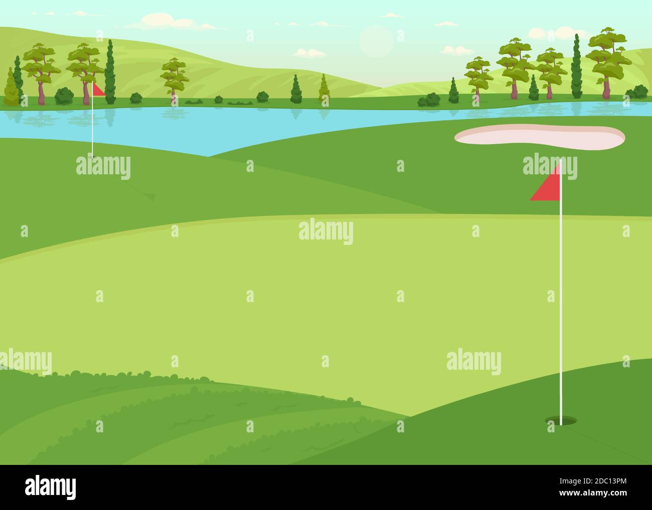 Golf field flat color vector illustration Stock Vector Image & Art - Alamy