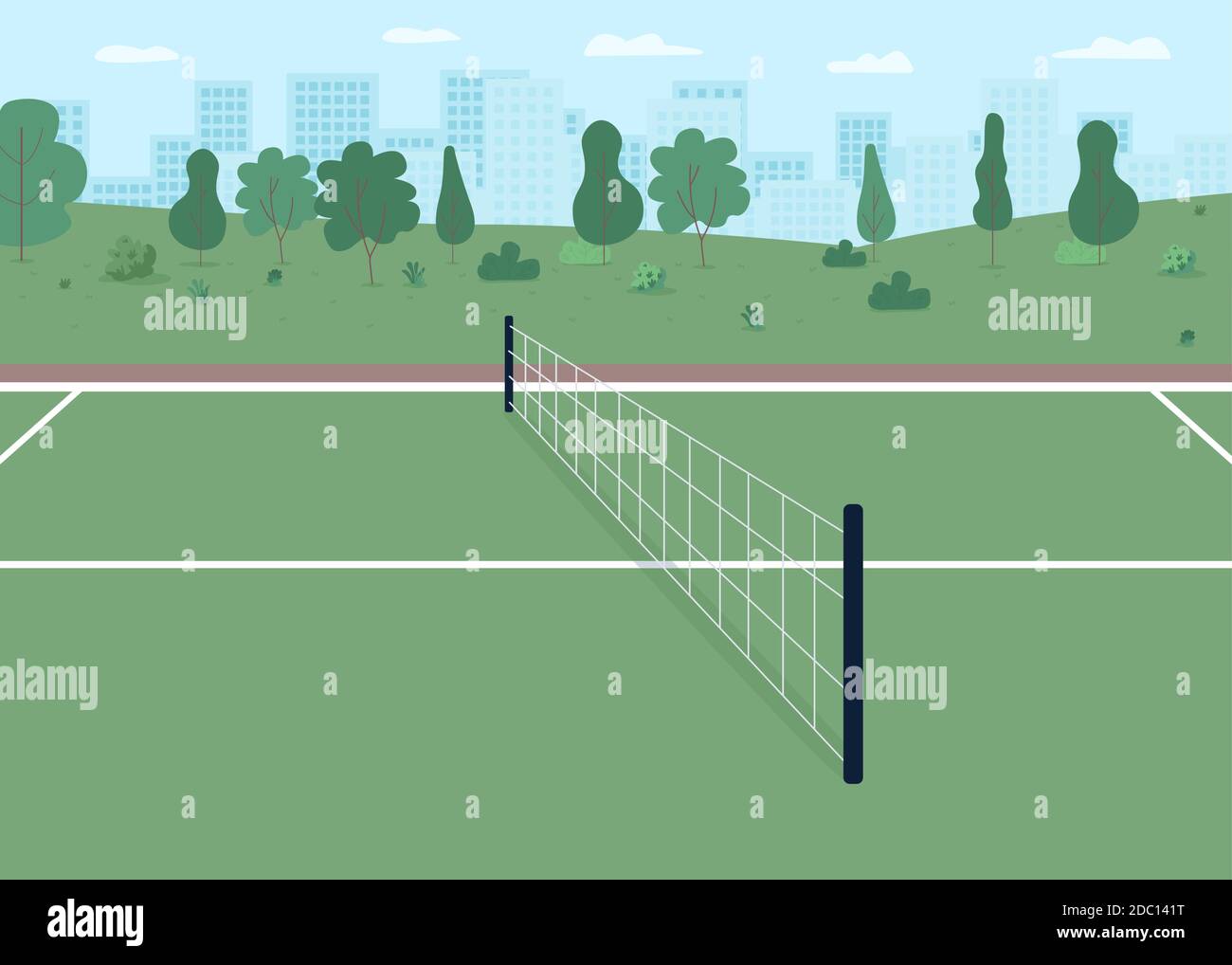 Tennis court flat color vector illustration Stock Vector Image & Art ...