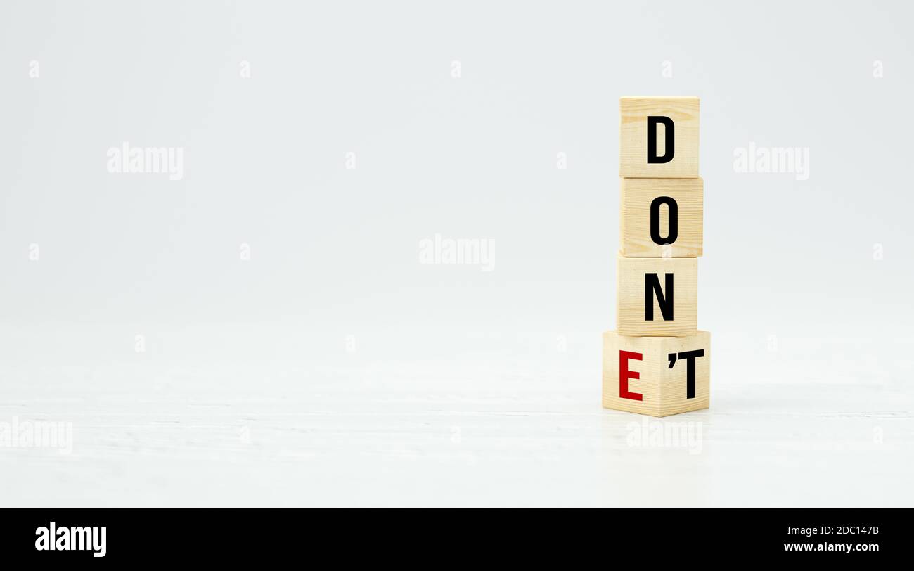 cubes with the words DON'T and DONE on white background - 3d ...