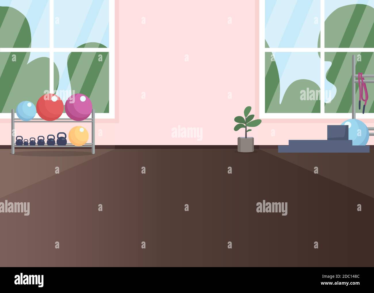 Gym room flat color vector illustration Stock Vector Image & Art - Alamy