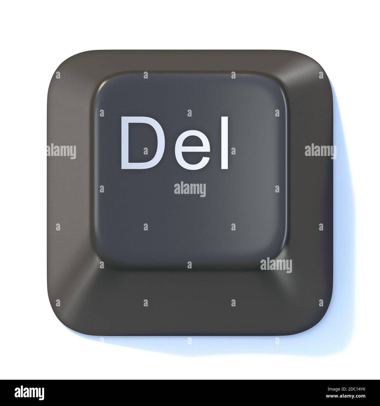Black computer keyboard DELETE key 3D render illustration isolated on ...