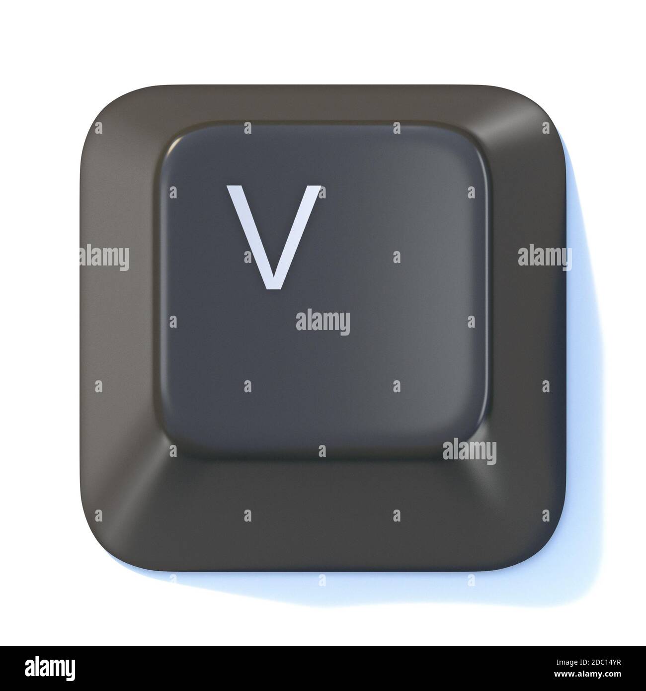 Black computer keyboard key Letter V 3D render illustration isolated on ...