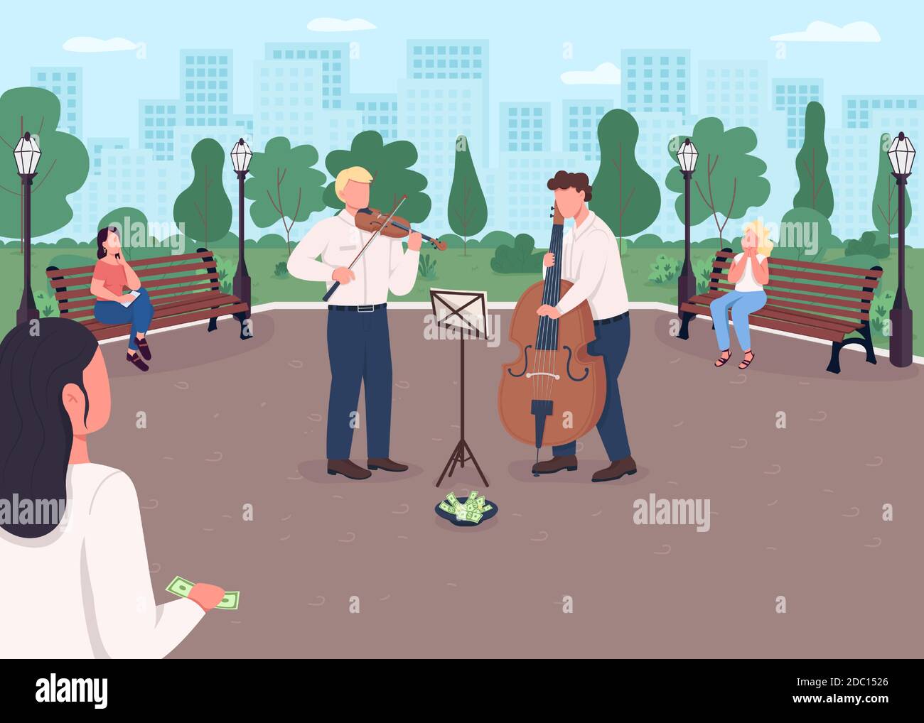 Street music band flat color vector illustration Stock Vector Image ...