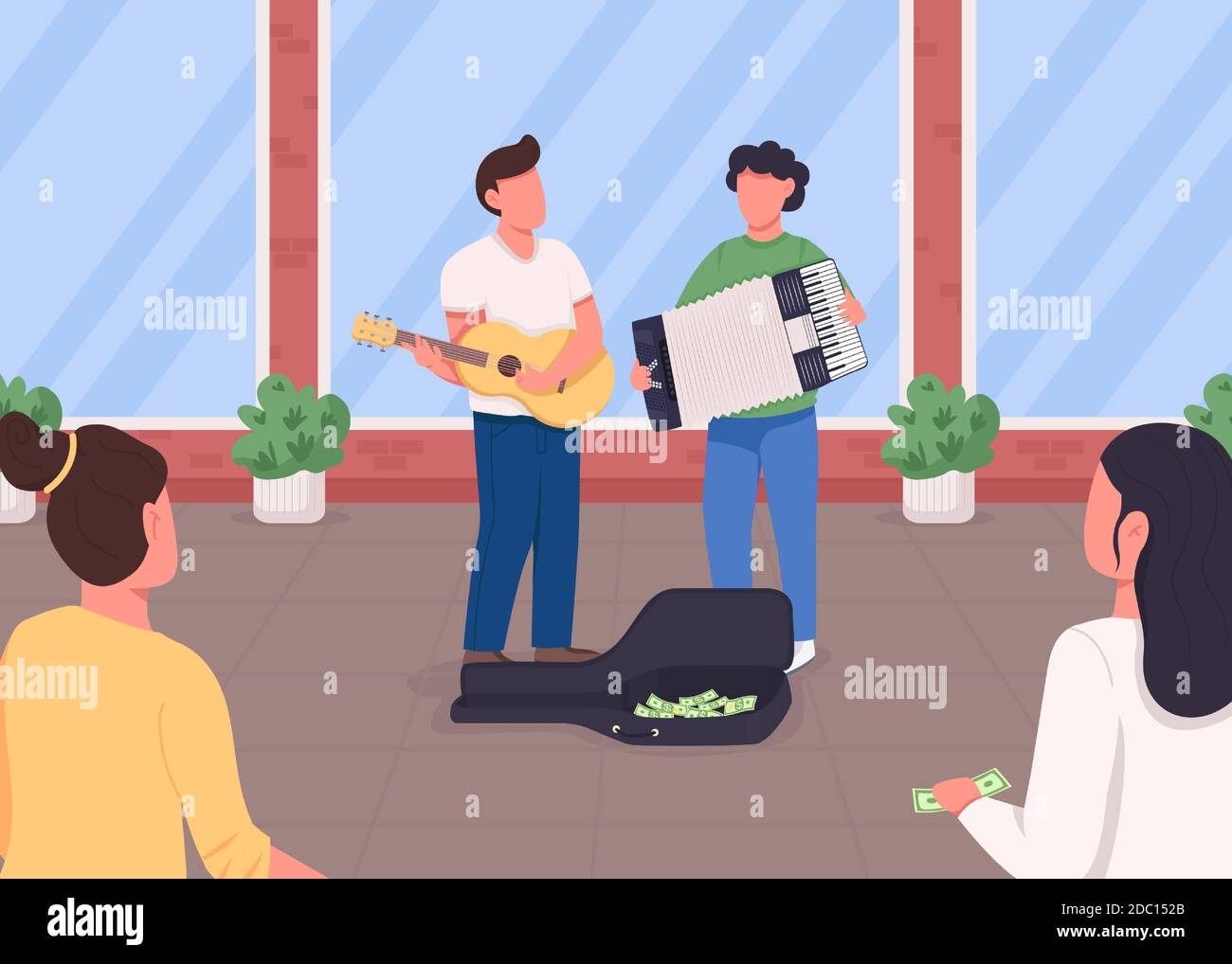 Street musicians flat color vector illustration Stock Vector Image ...