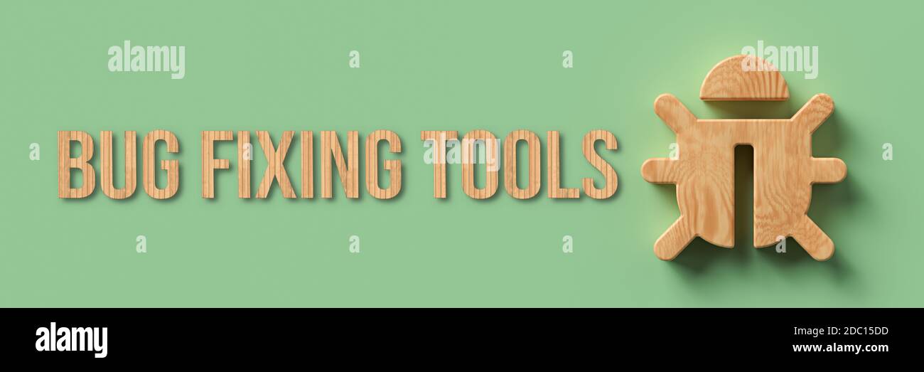 bug icon with message BUG FIXING TOOLS on colorful background - 3d ...