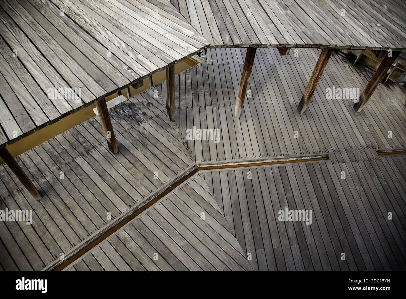 Detail of water transport on a wooden pedestrian walkway Stock Photo ...