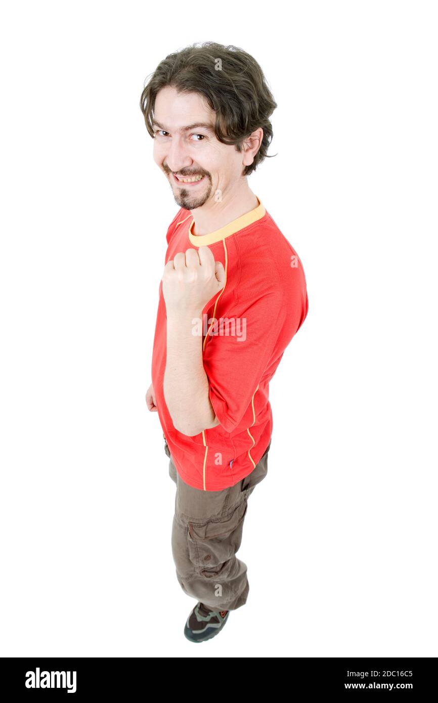 happy spanish man supporter, isolated on white Stock Photo - Alamy