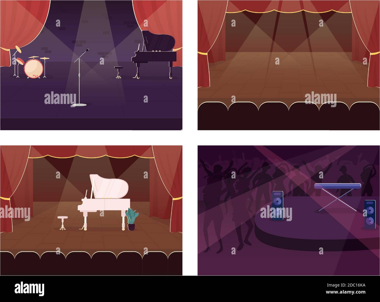 Empty stage piano concert Stock Vector Images - Alamy