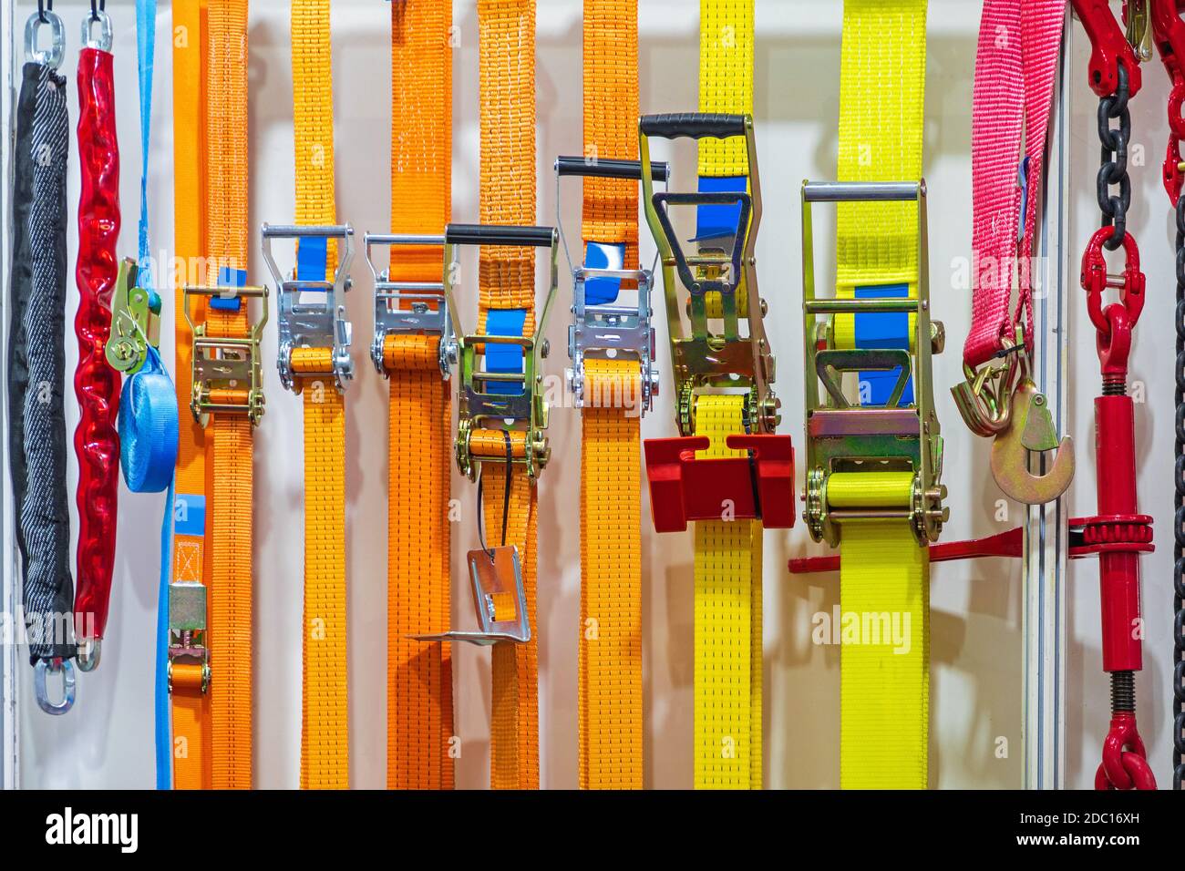 Ratchet Straps Fasteners for Freight Cargo Safety Stock Photo - Alamy