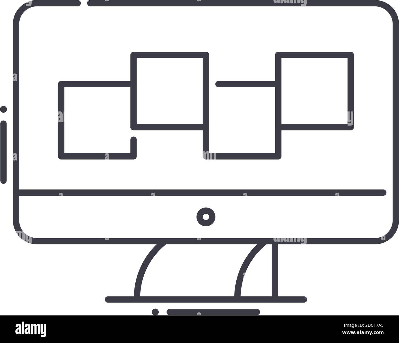 Computer monitor icon, linear isolated illustration, thin line vector ...
