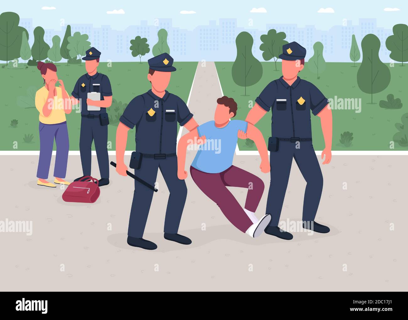 Robber arrest flat color vector illustration Stock Vector Image & Art ...