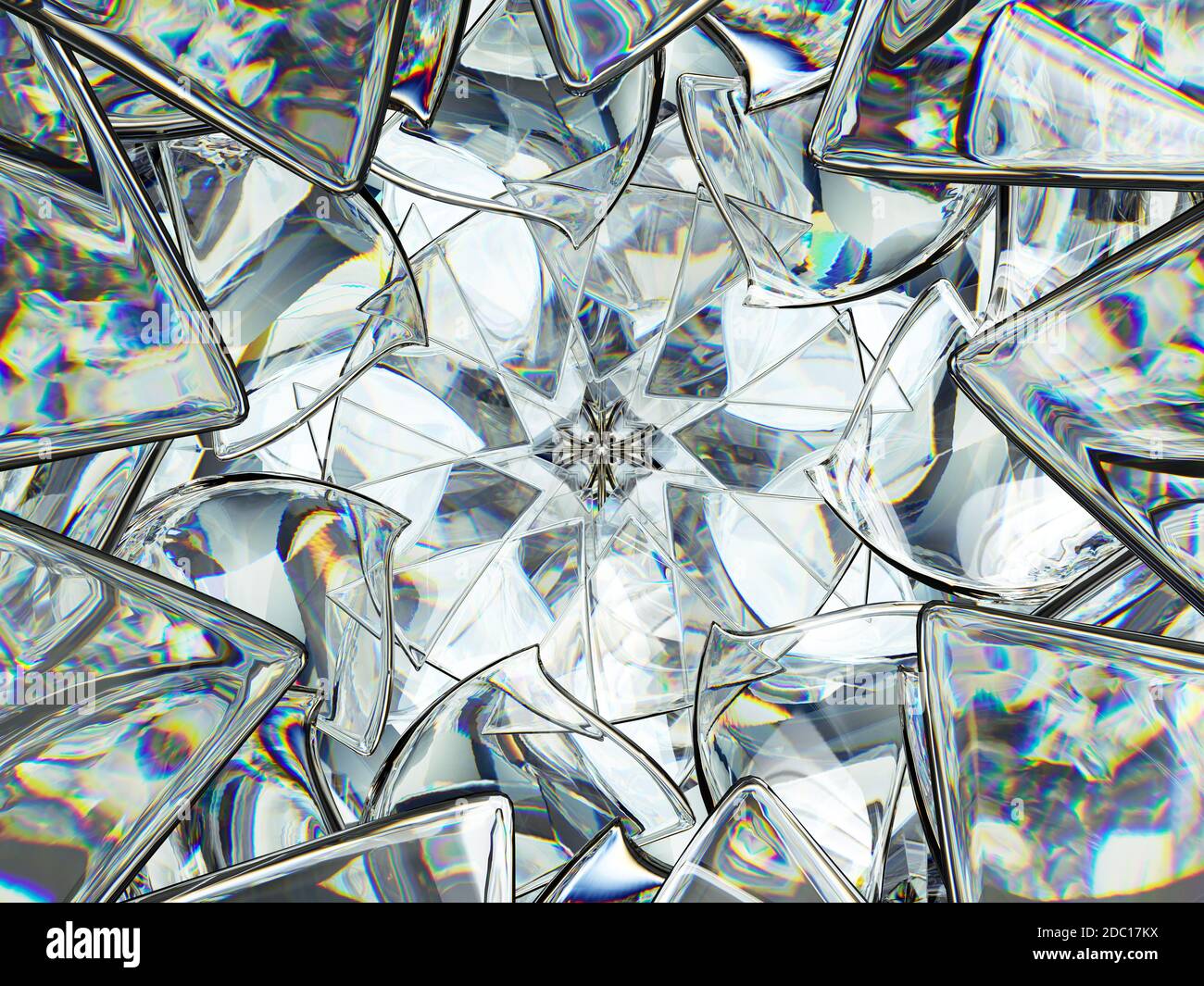 Gemstone diamond or shiny glass triangular texture kaleidoscope ...