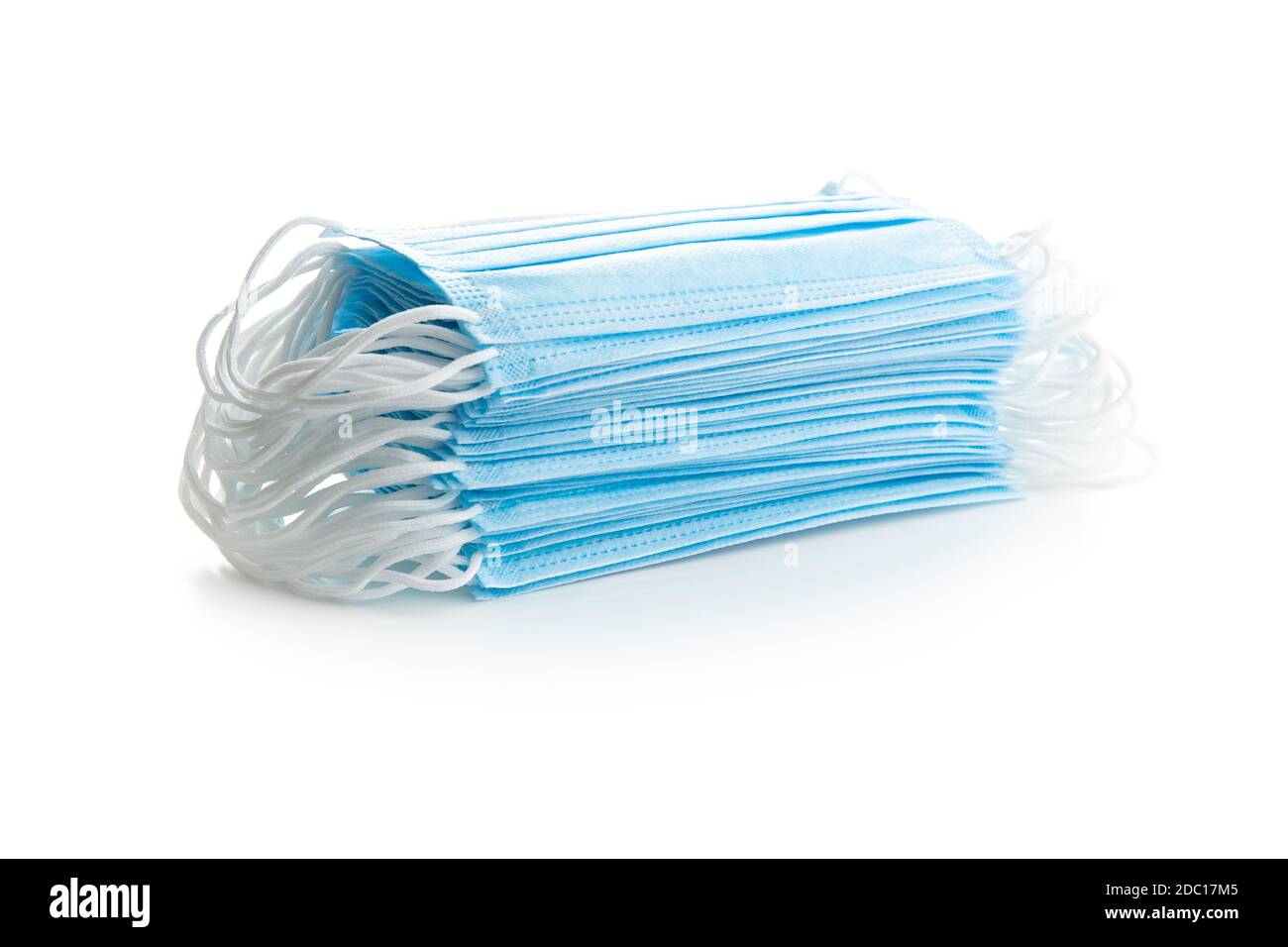 Blue paper face masks isolated on white background. Corona virus ...