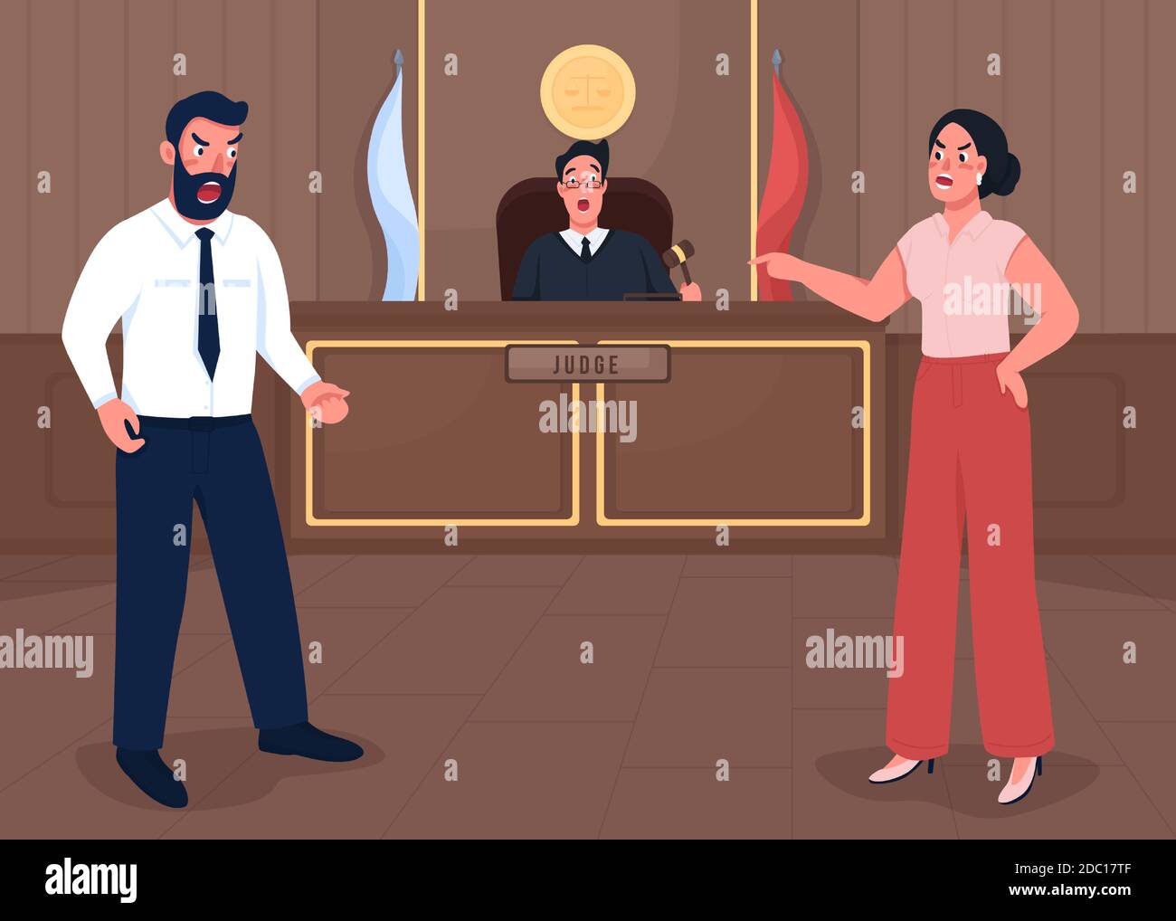 Law court session flat color vector illustration Stock Vector Image ...