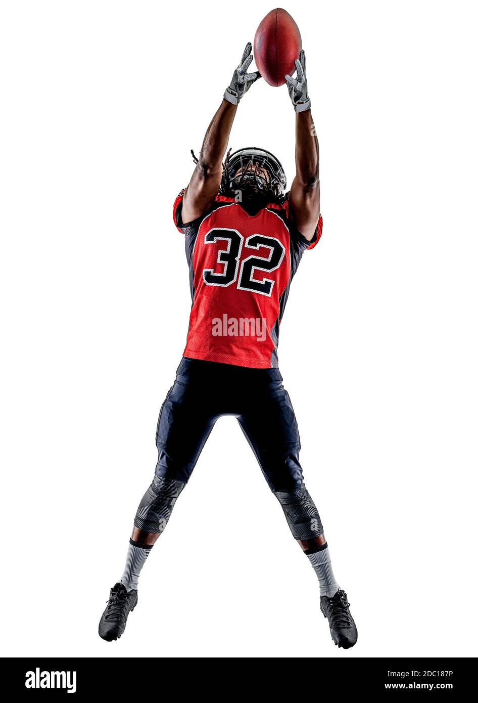 one american football player man isolated on white background Stock ...