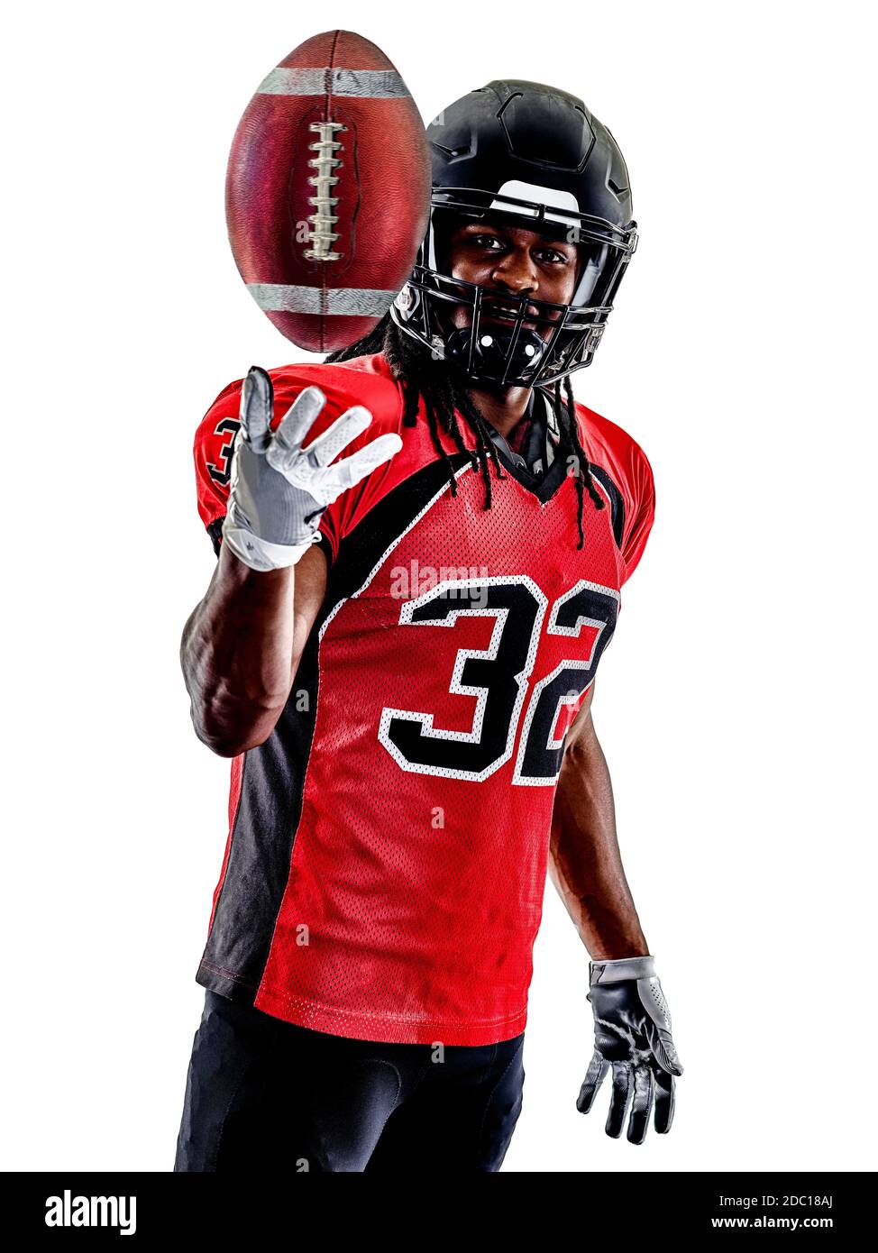 one american football player man isolated on white background Stock ...
