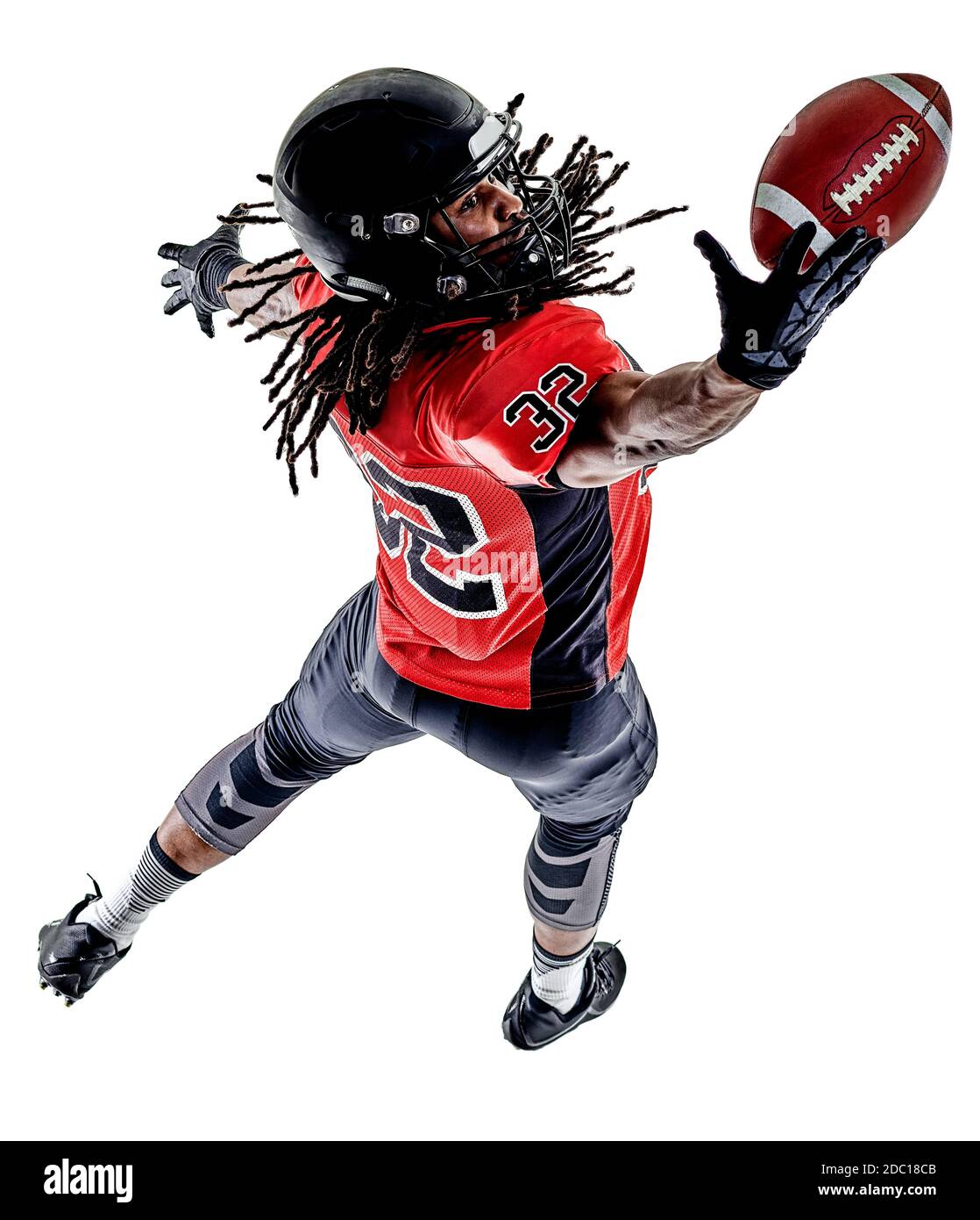 one american football player man isolated on white background Stock ...