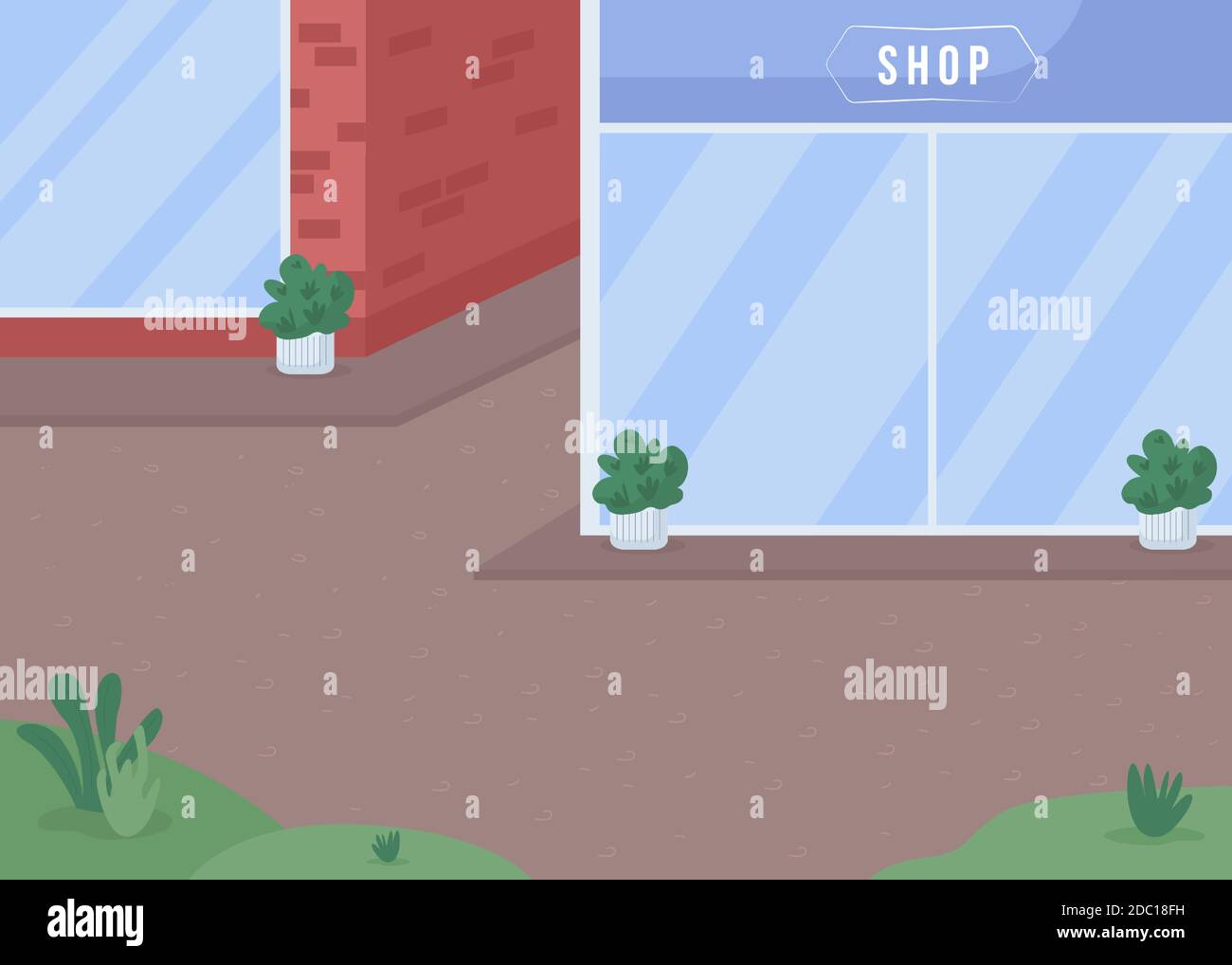 Street shops flat color vector illustration Stock Vector Image & Art ...