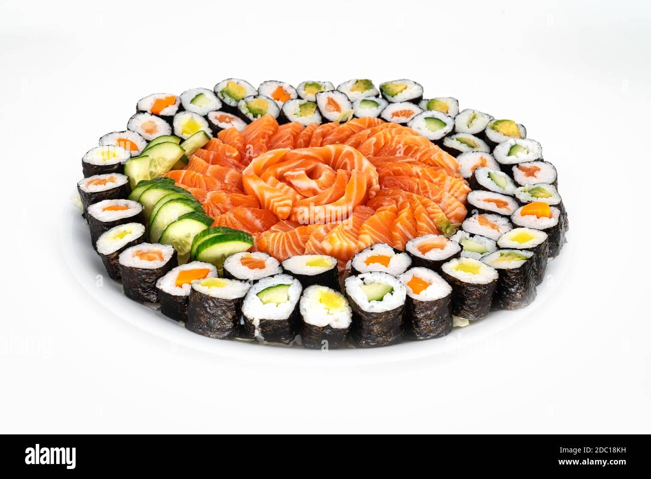 Sushi and Maki, japanese food isolated on white background Stock Photo ...